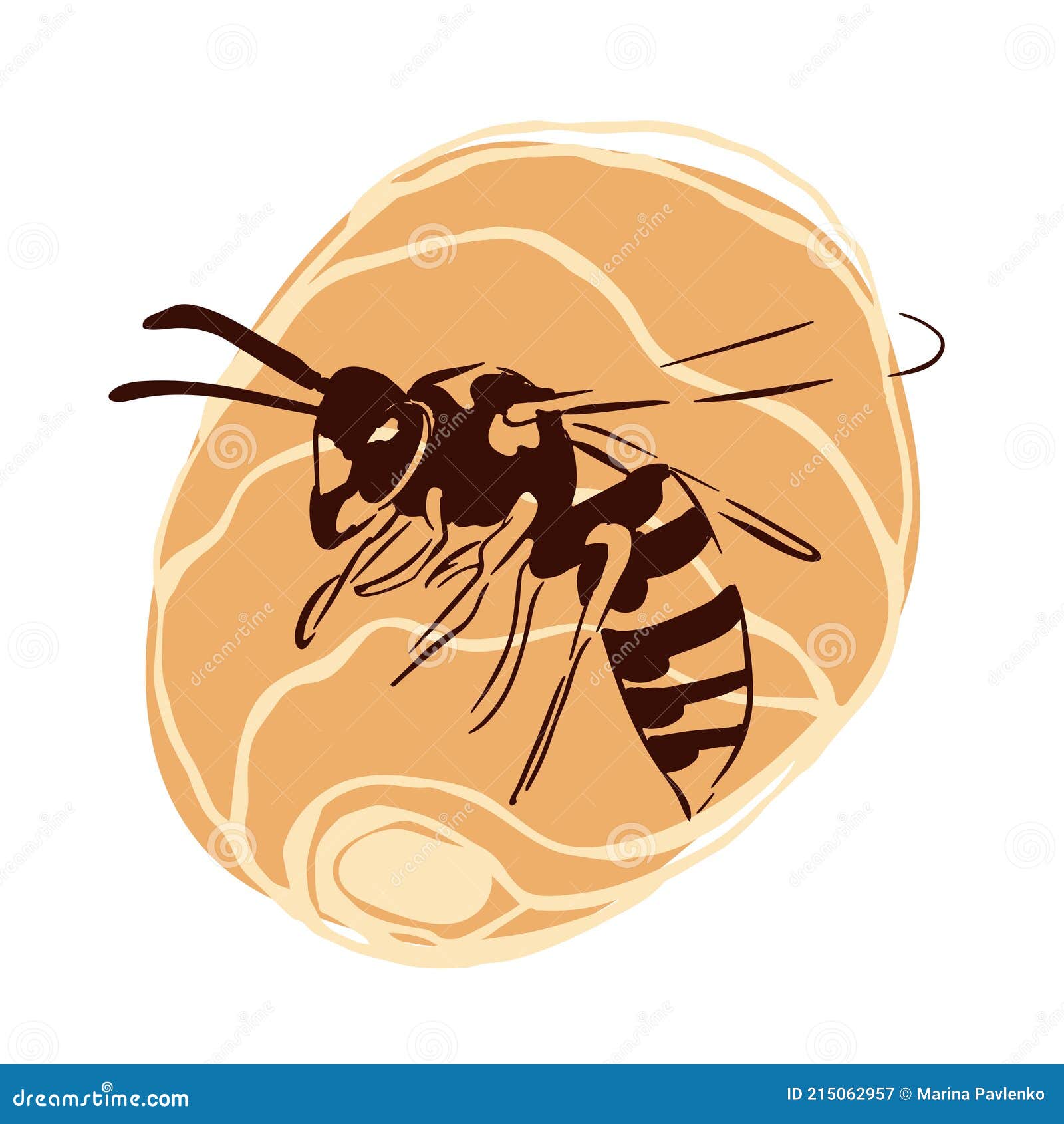 Vespiary With Wasps Illustration Black Isolated On White Background ...