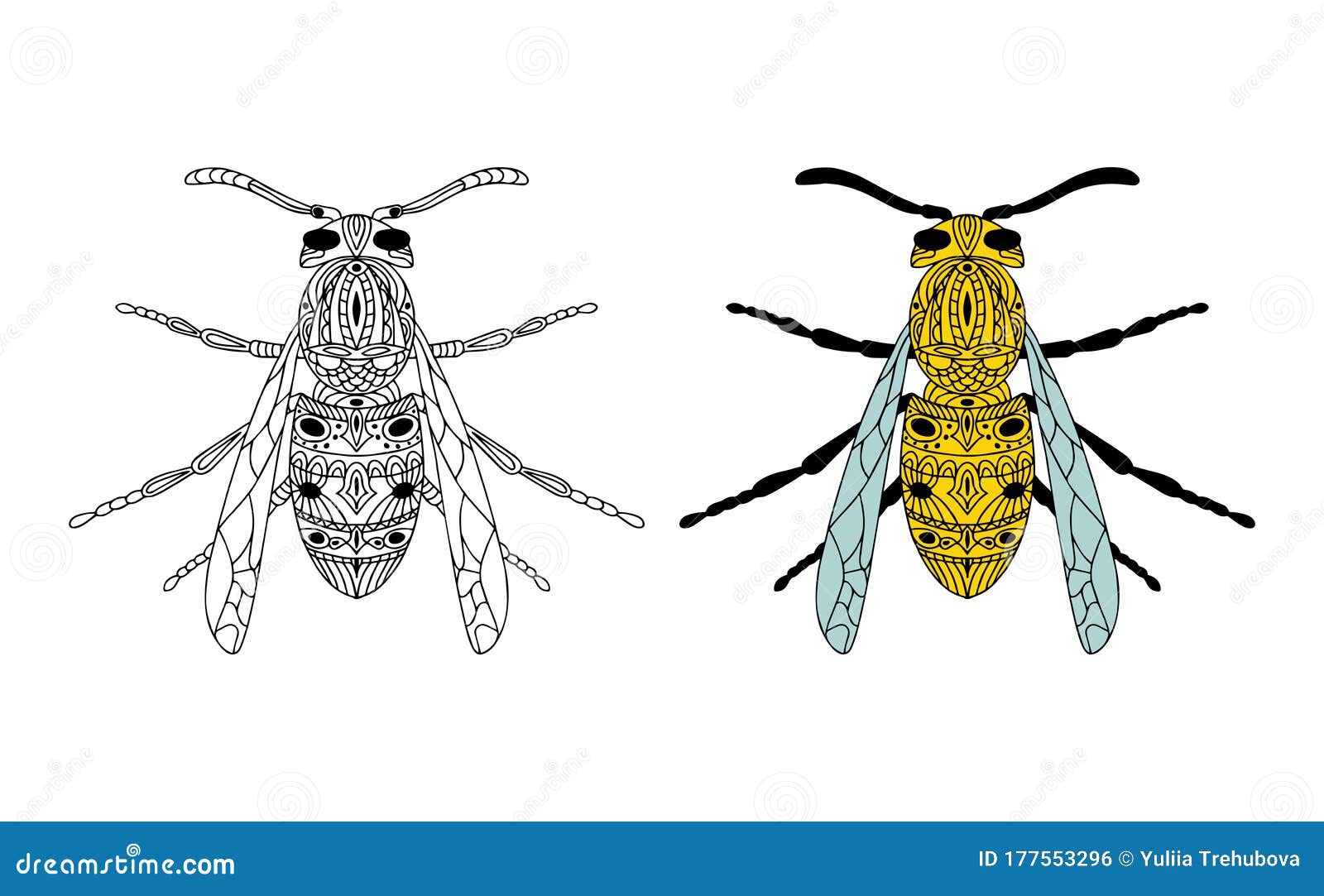 Wasp Outline Graphic Element. Stylized Insect Stock Vector ...