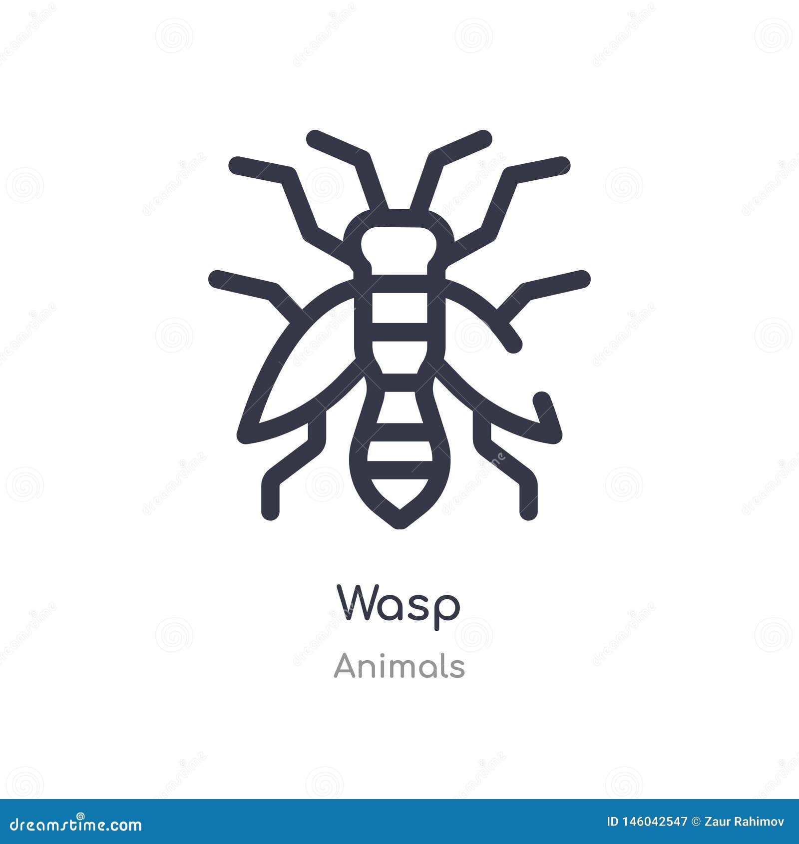 Wasp Outline Icon. Isolated Line Vector Illustration from Animals ...
