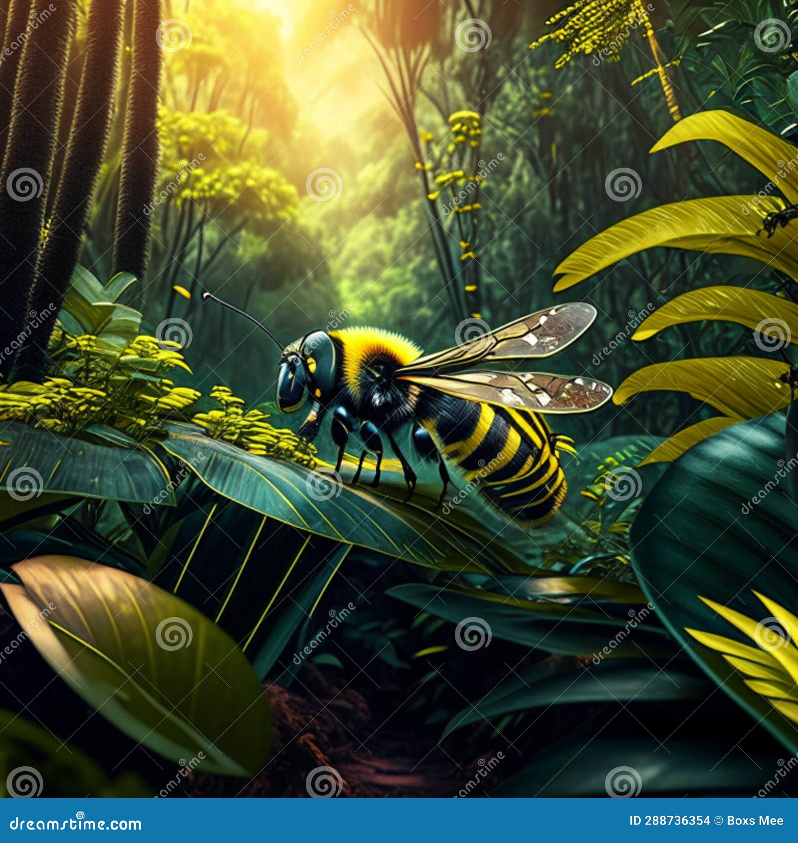 Wasp in a Tropical Forest. 3d Rendering. Computer Digital Drawing Stock ...