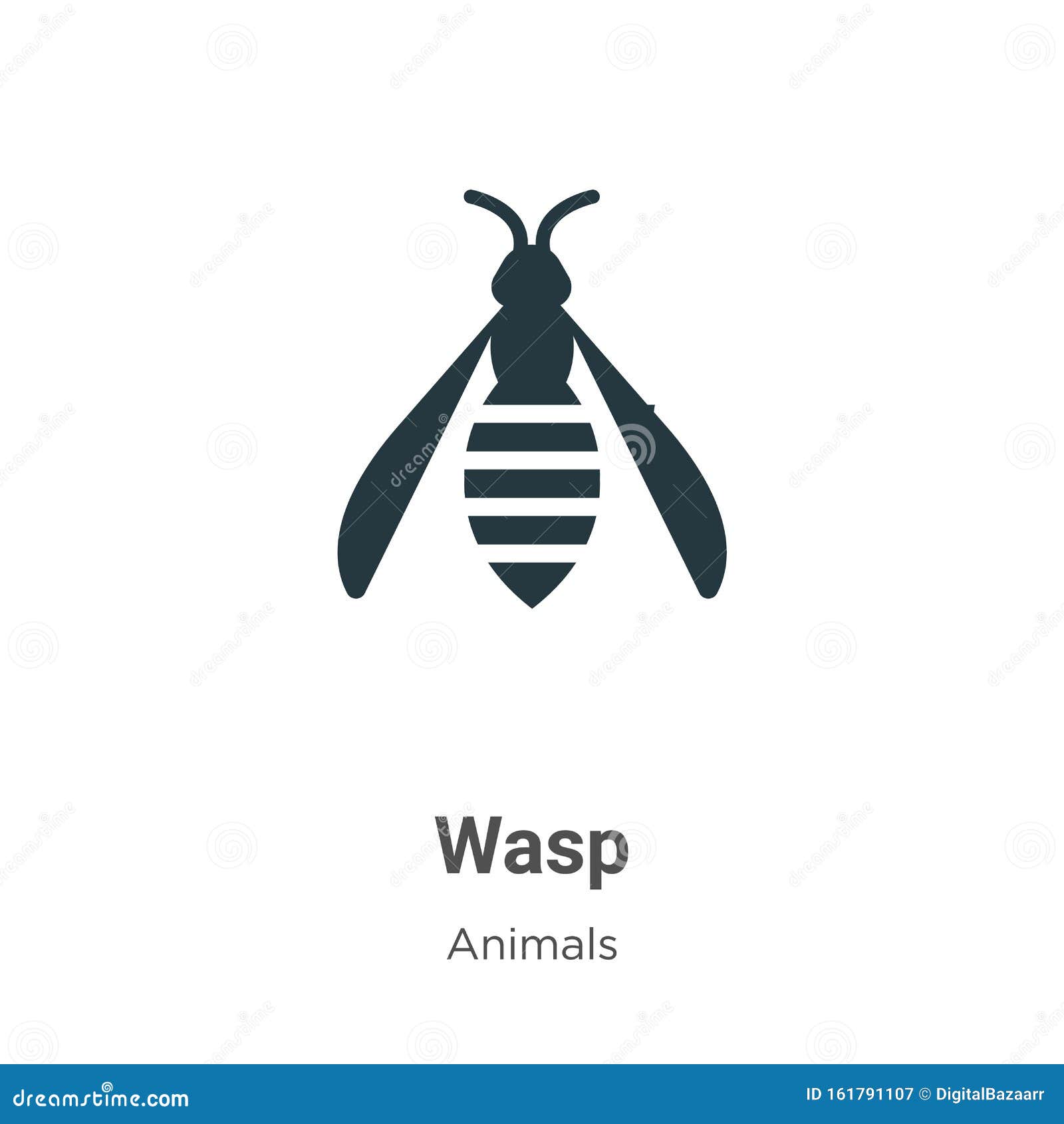 Wasp Vector Icon on White Background. Flat Vector Wasp Icon Symbol Sign ...
