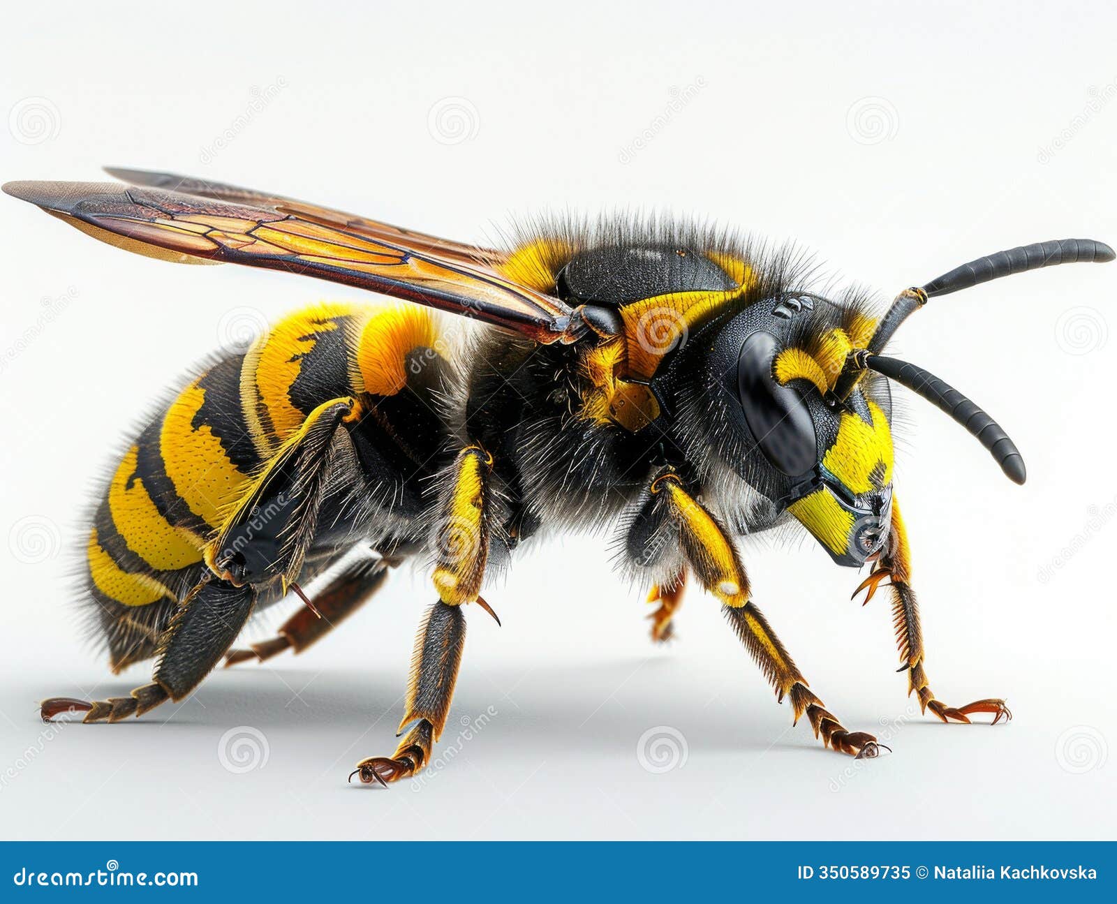 Wasp on a white background stock illustration. Illustration of sting ...