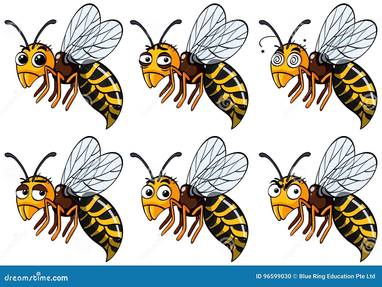 Wasps with Different Emotions Stock Vector - Illustration of feeling ...