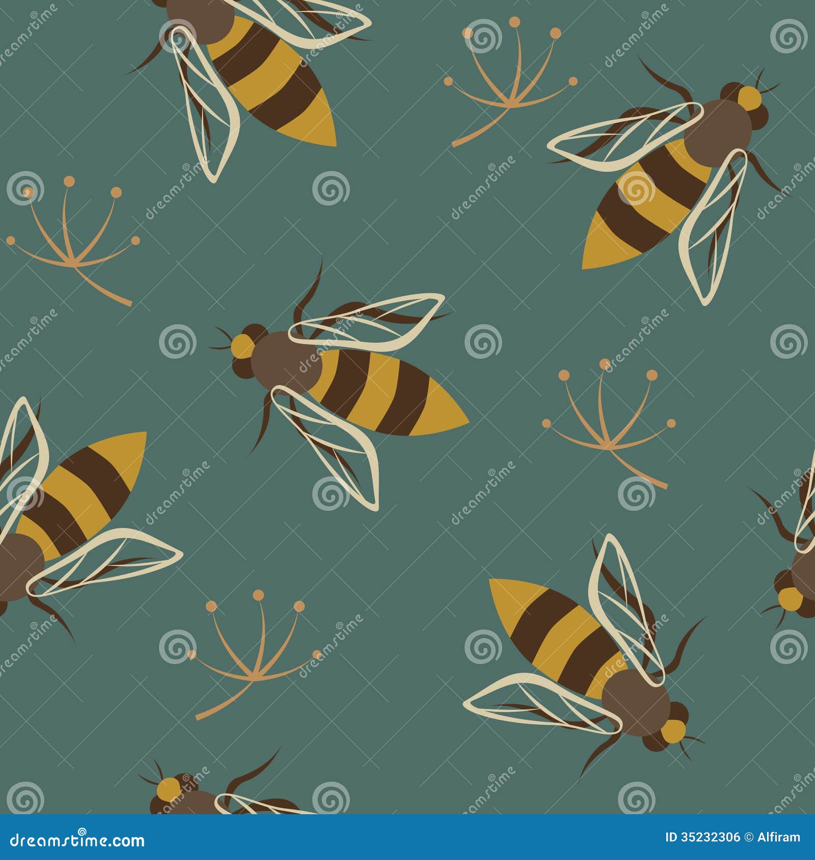 Wasps seamless pattern stock vector. Illustration of vintage - 35232306