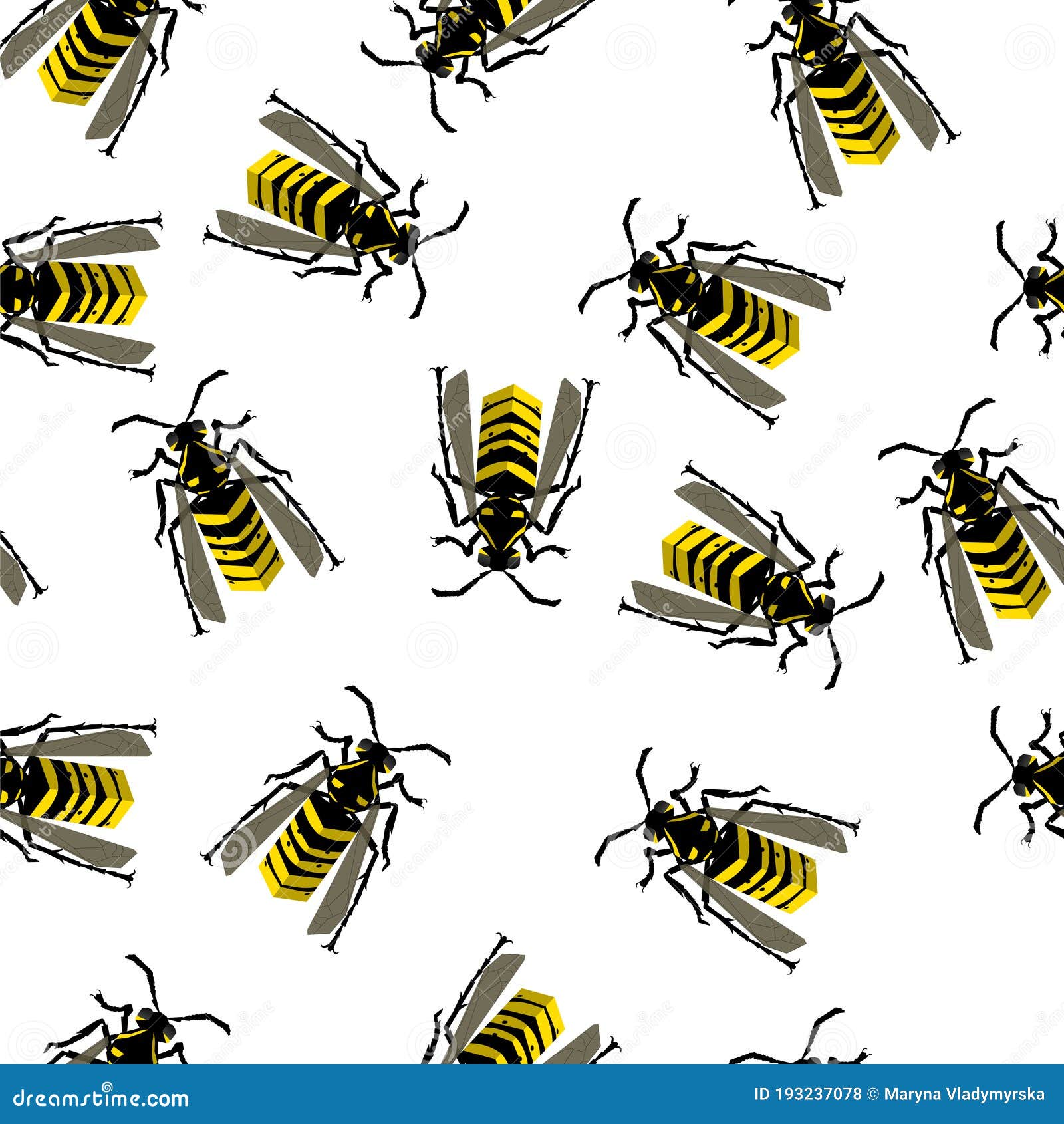 Wasps Seamless Pattern. Pest Insects Stock Vector - Illustration of ...