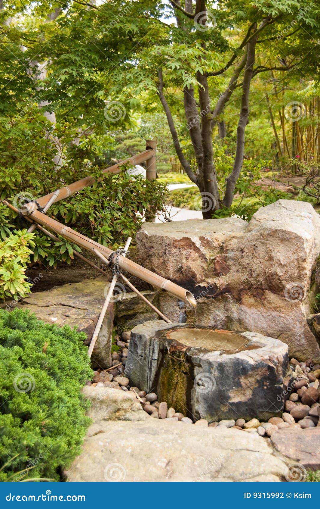 Wasser-Brunnen Im Japanischen Garten Stockfoto - Bild von garten, stein ...