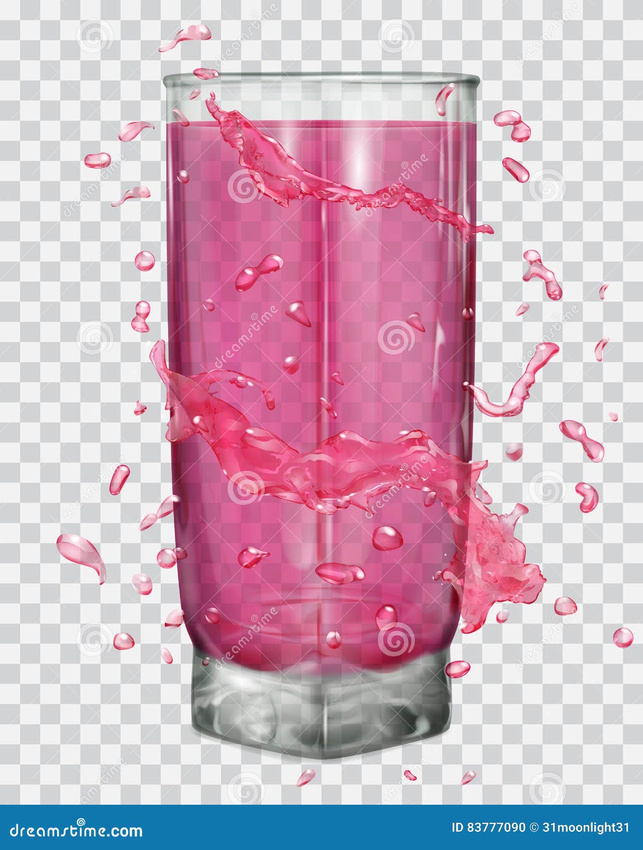 Wasser Spritzt in Den Rosa Farben Um Ein Glas Mit Rosa Saft Vektor ...