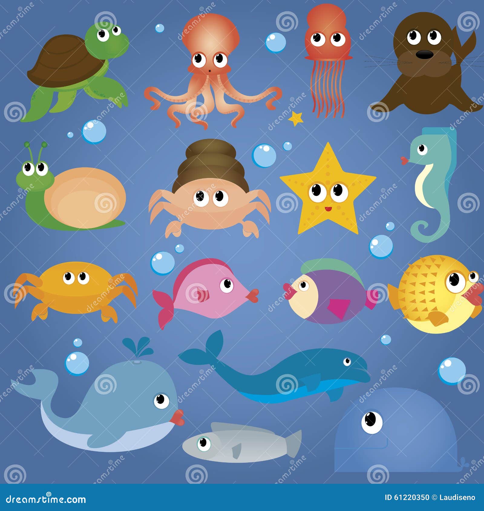 Wasser-Tiere vektor abbildung. Illustration von kugelfisch - 61220350