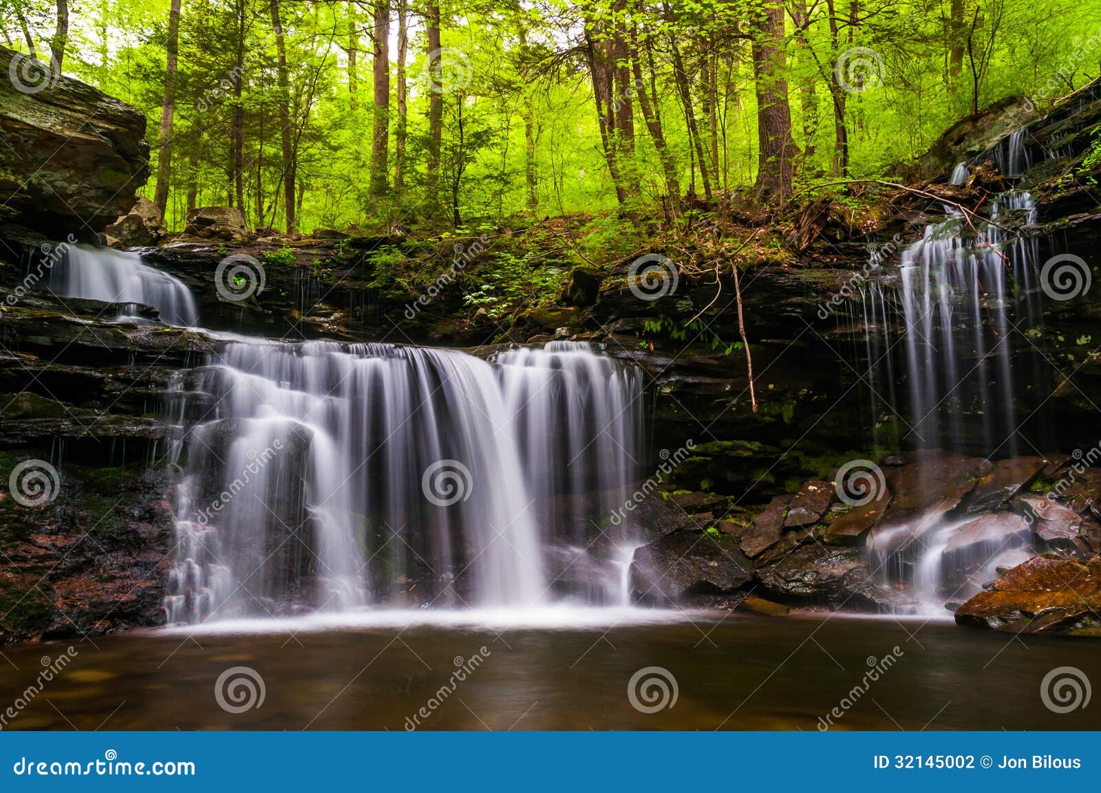 Wasserfall Auf Küchen-Nebenfluss in Ricketts Glen State Park Stockfoto ...
