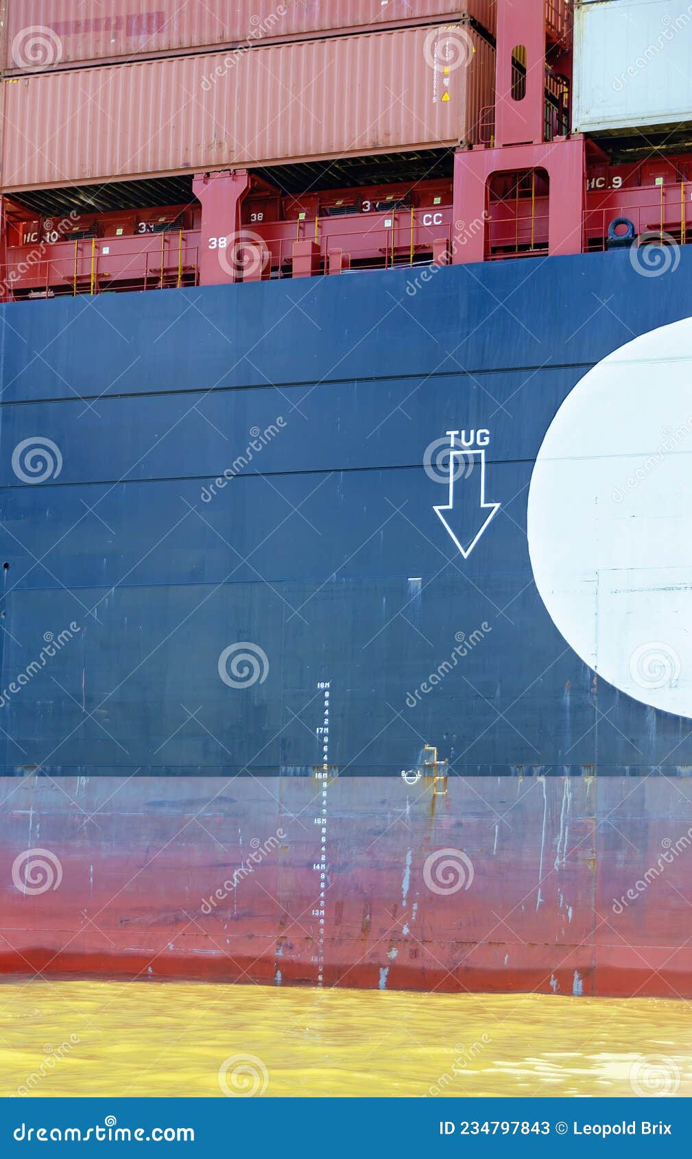 Water Line of a Container Ship Stock Image - Image of international ...
