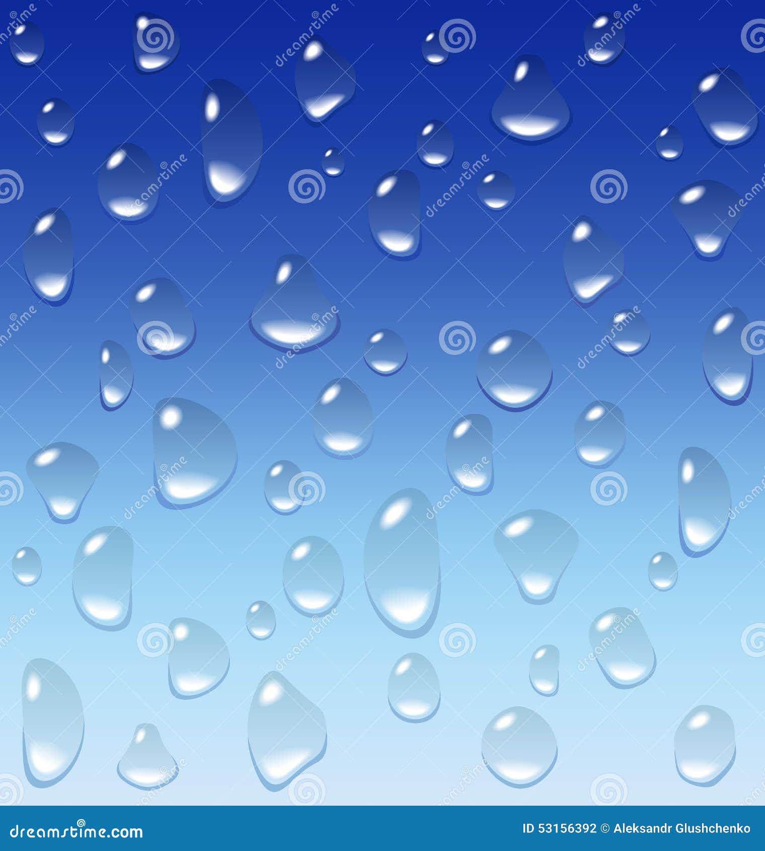 Wassertropfen auf Blau vektor abbildung. Illustration von frische ...