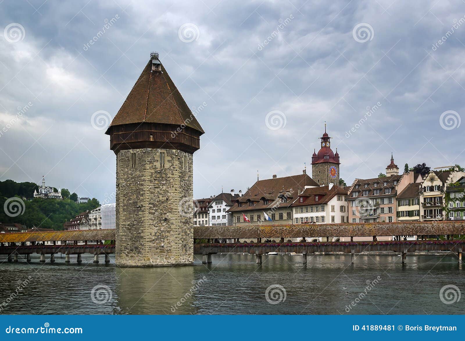 Wasserturm and Kapellbrucke, Lucerne Stock Image - Image of luzern ...