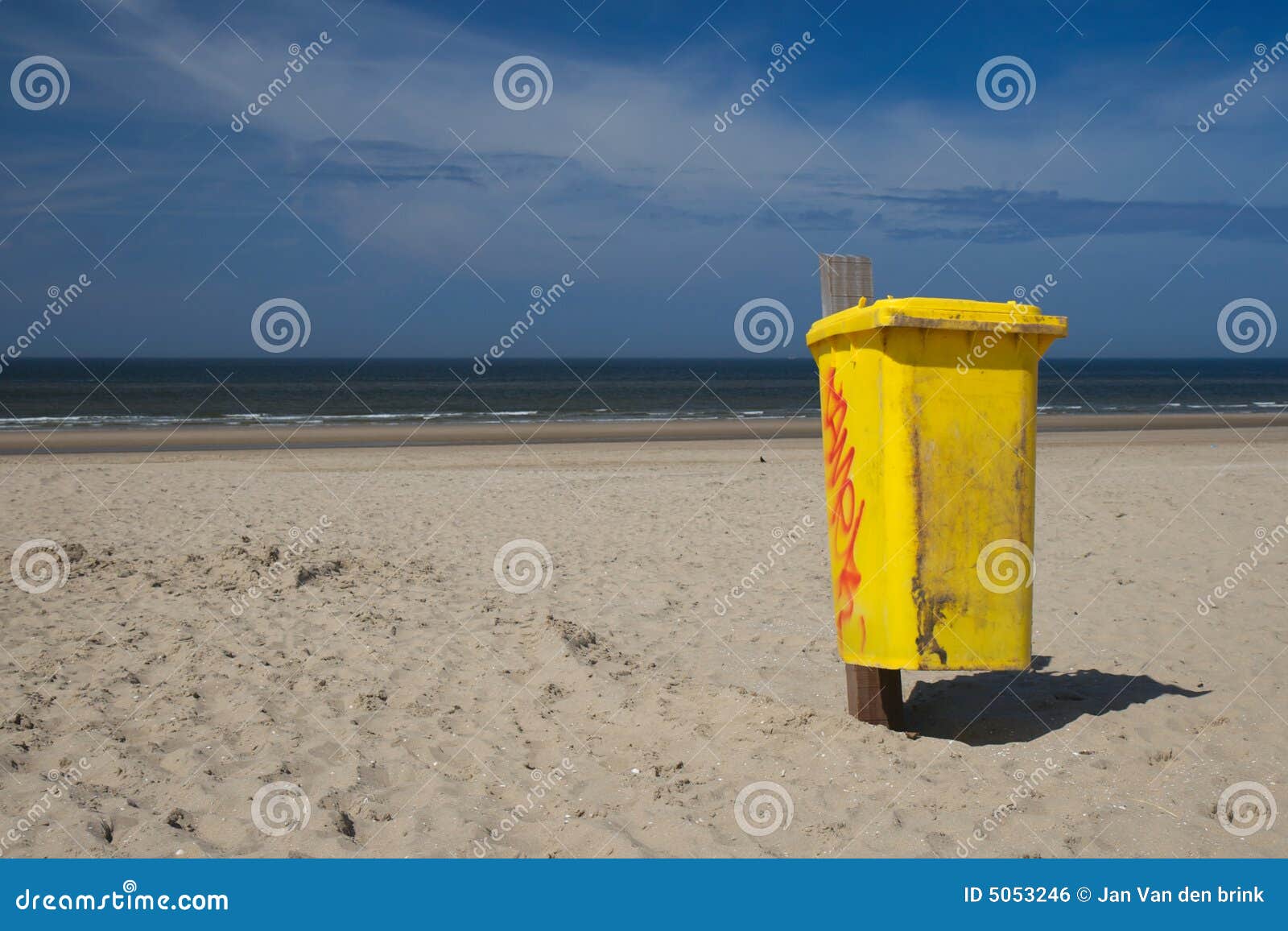Waste Bin on the beach stock photo. Image of consumerism - 5053246
