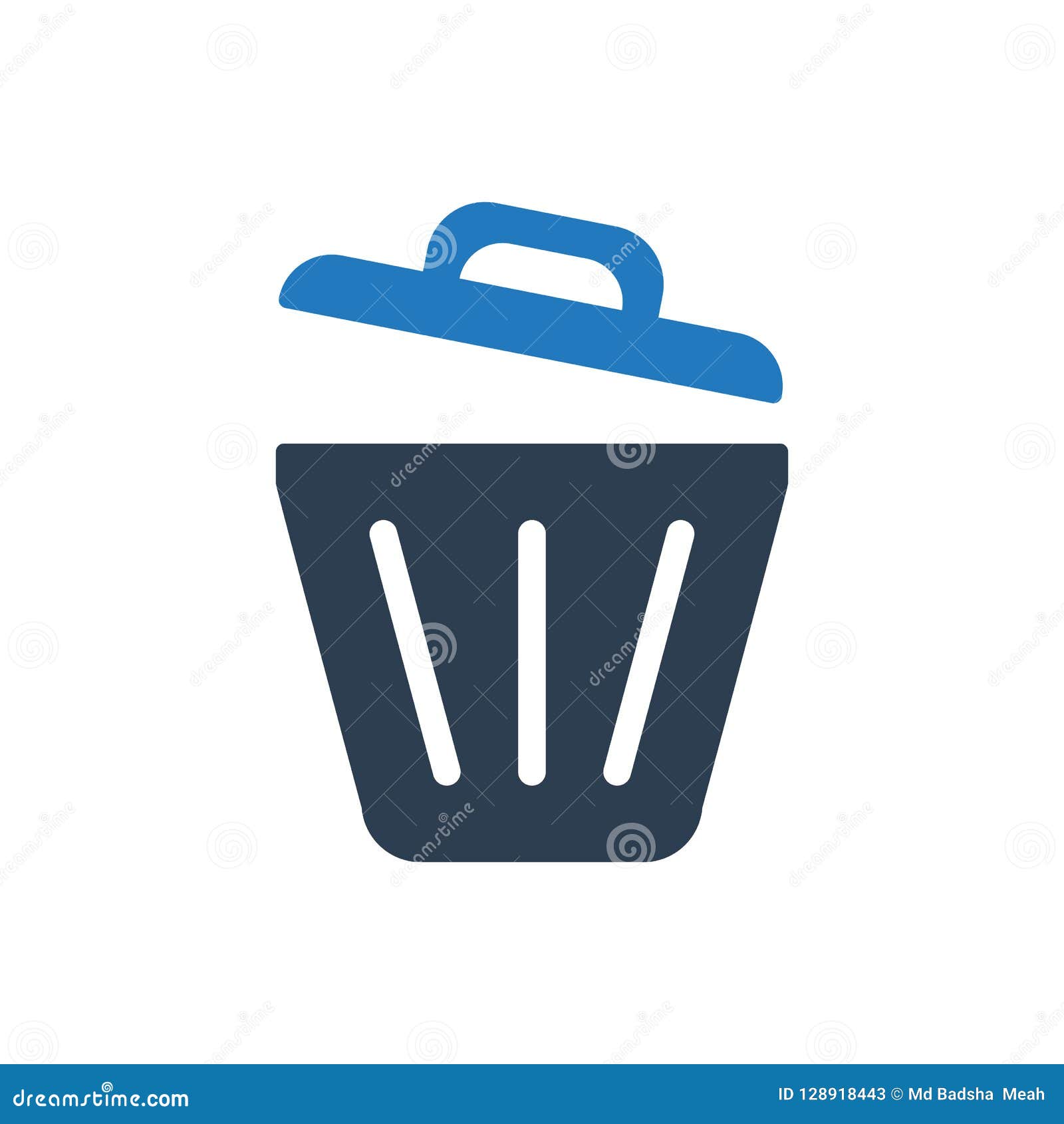 Waste Bin Icon stock vector. Illustration of vector - 128918443
