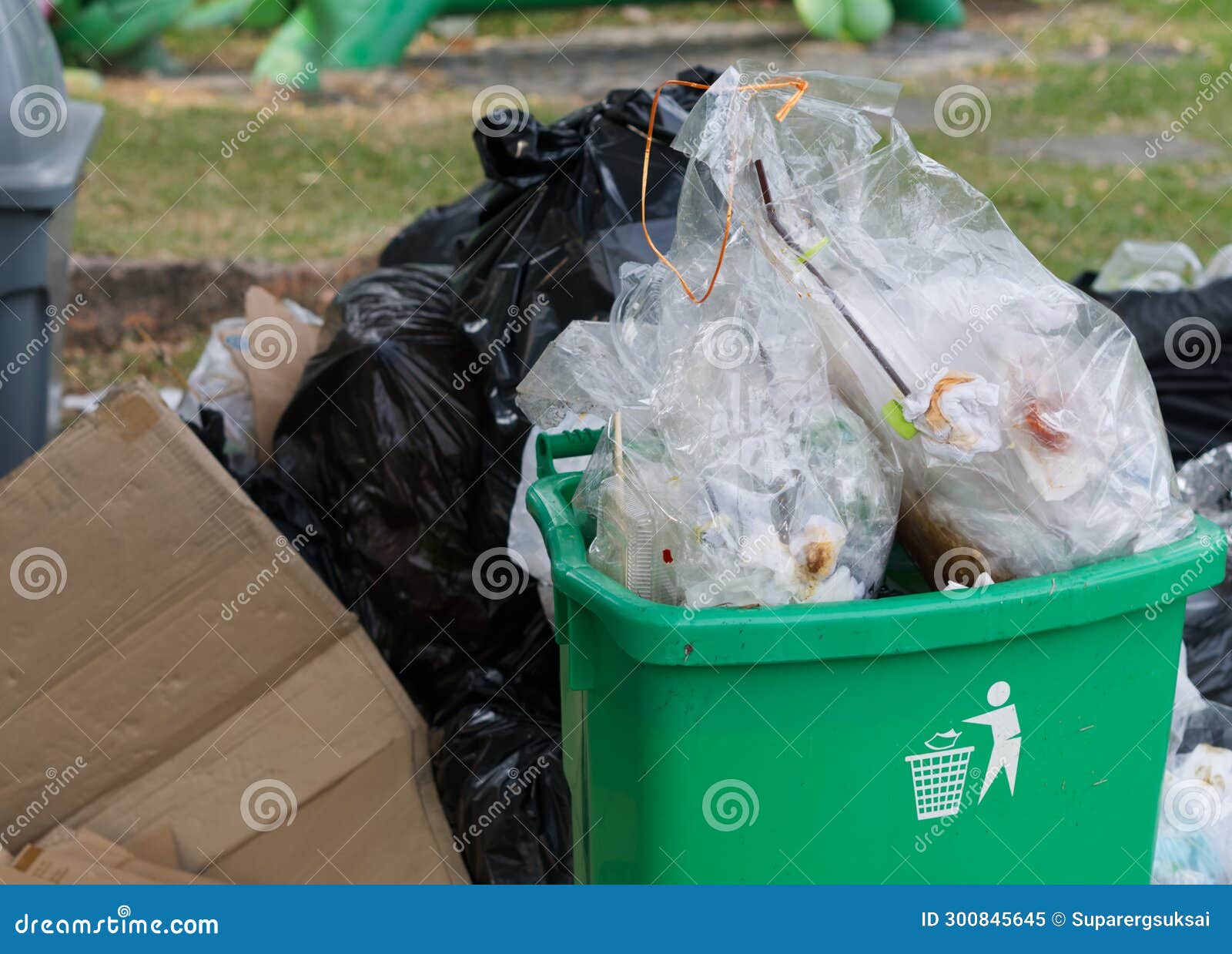 Waste Bin with Overflowing Garbage Stock Image - Image of urban ...