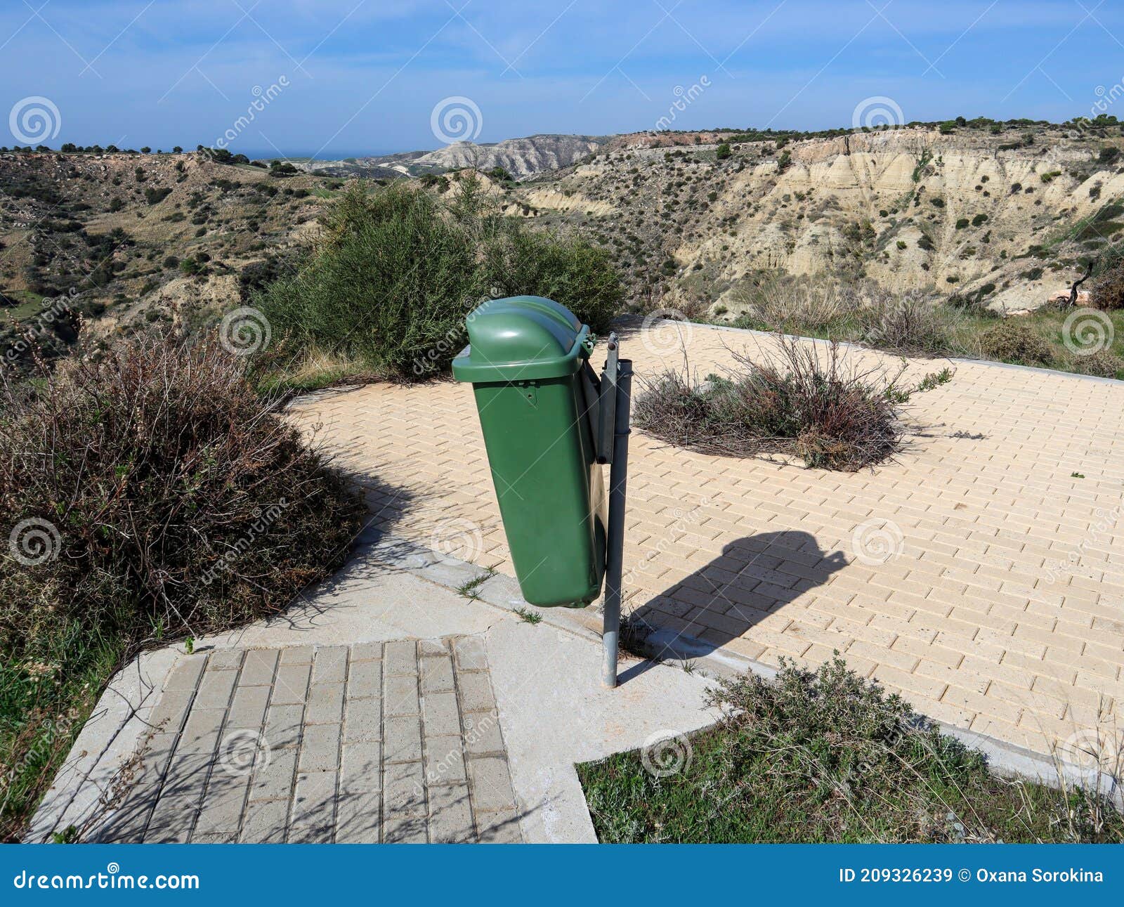Waste Bin in a Walking Area in the Mountains Stock Image - Image of ...