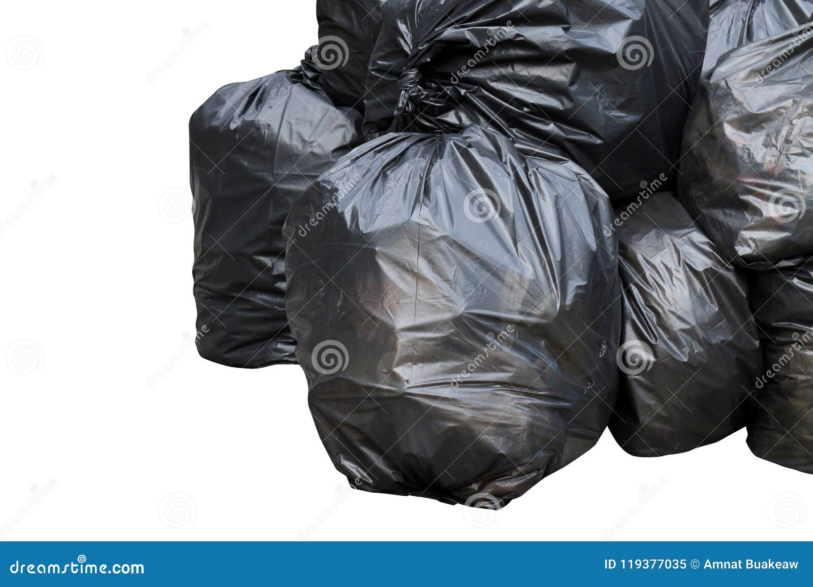 Waste, Black Garbage Bags Plastic Pile Stack Isolated on White ...