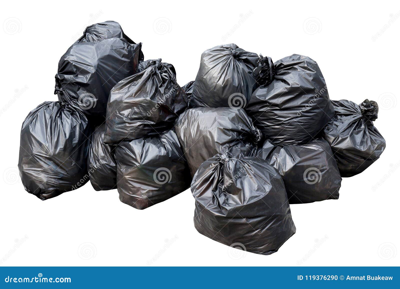 Waste, Black Garbage Bags Plastic Pile Stack Isolated On White ...