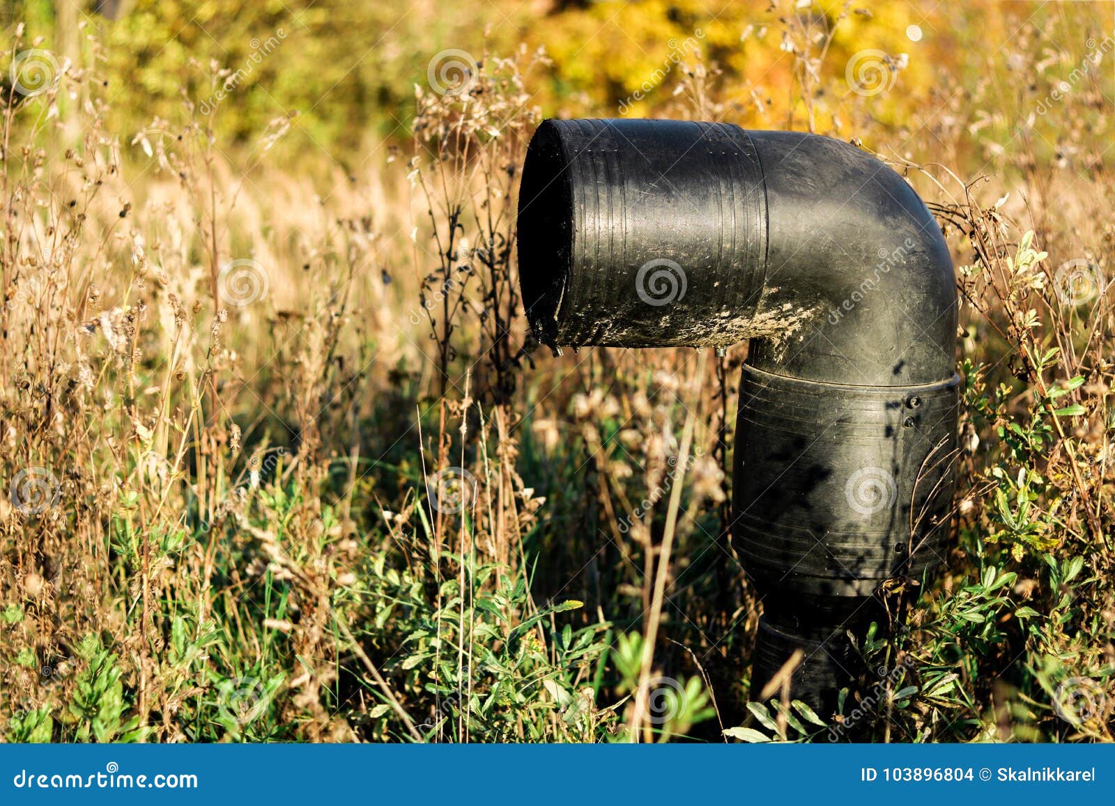 Waste black plastic pipe stock photo. Image of dirty - 103896804
