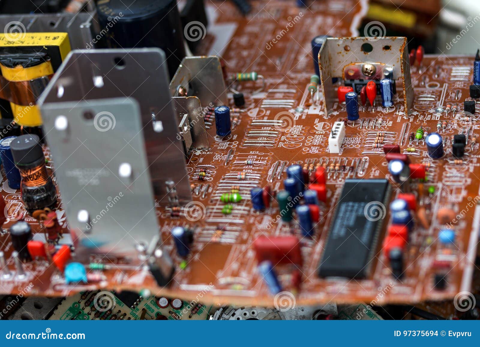 Waste of Board Electronics, Microcircuits, Capacitors Stock Photo ...