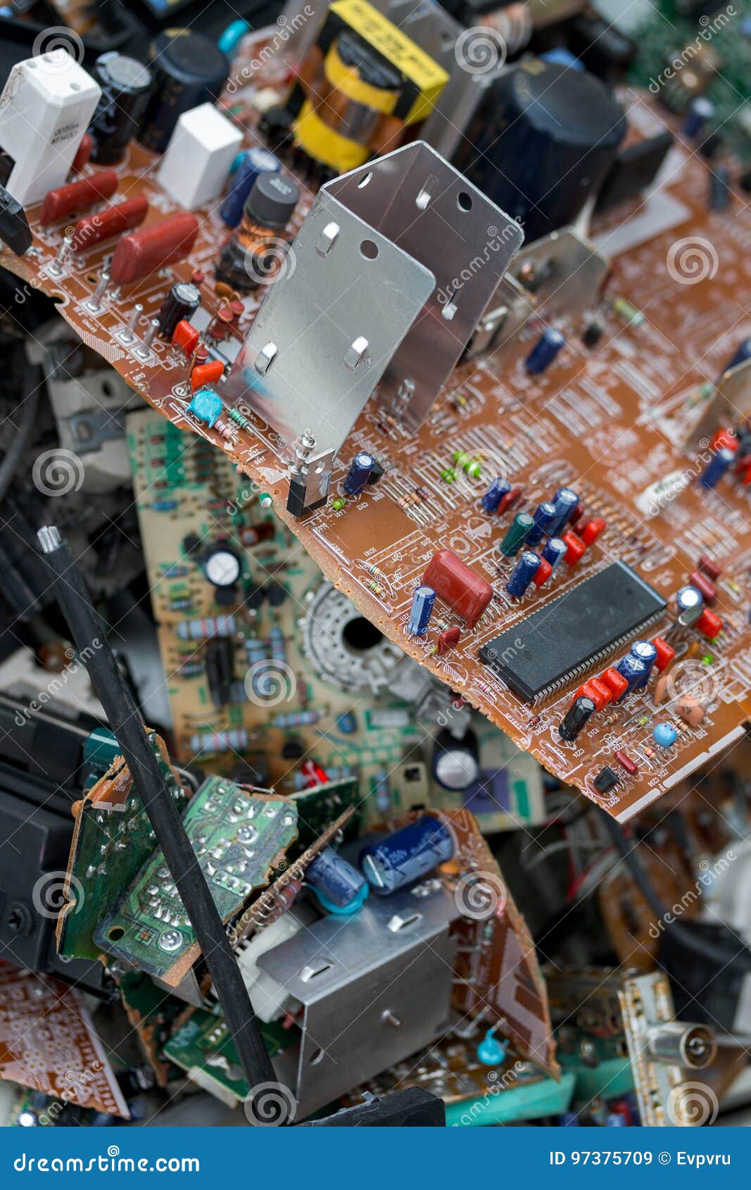 Waste of Board Electronics, Microcircuits, Capacitors Stock Image ...