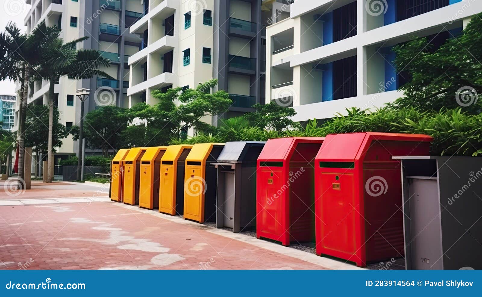 Waste Collection Compartments by Categories for Recycling. Stock ...