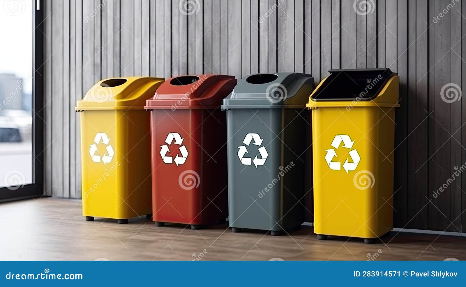 Waste Collection Compartments by Categories for Recycling. Stock ...