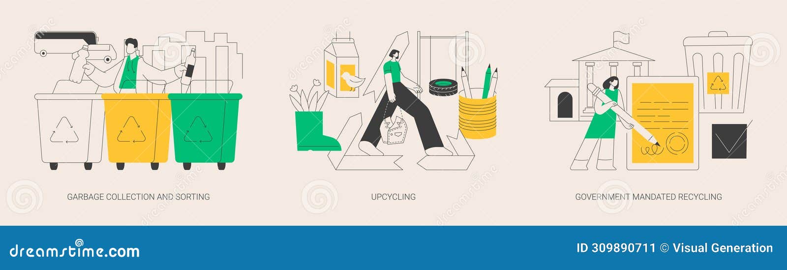 Waste Collection and Recycling Problems Abstract Concept Vector ...