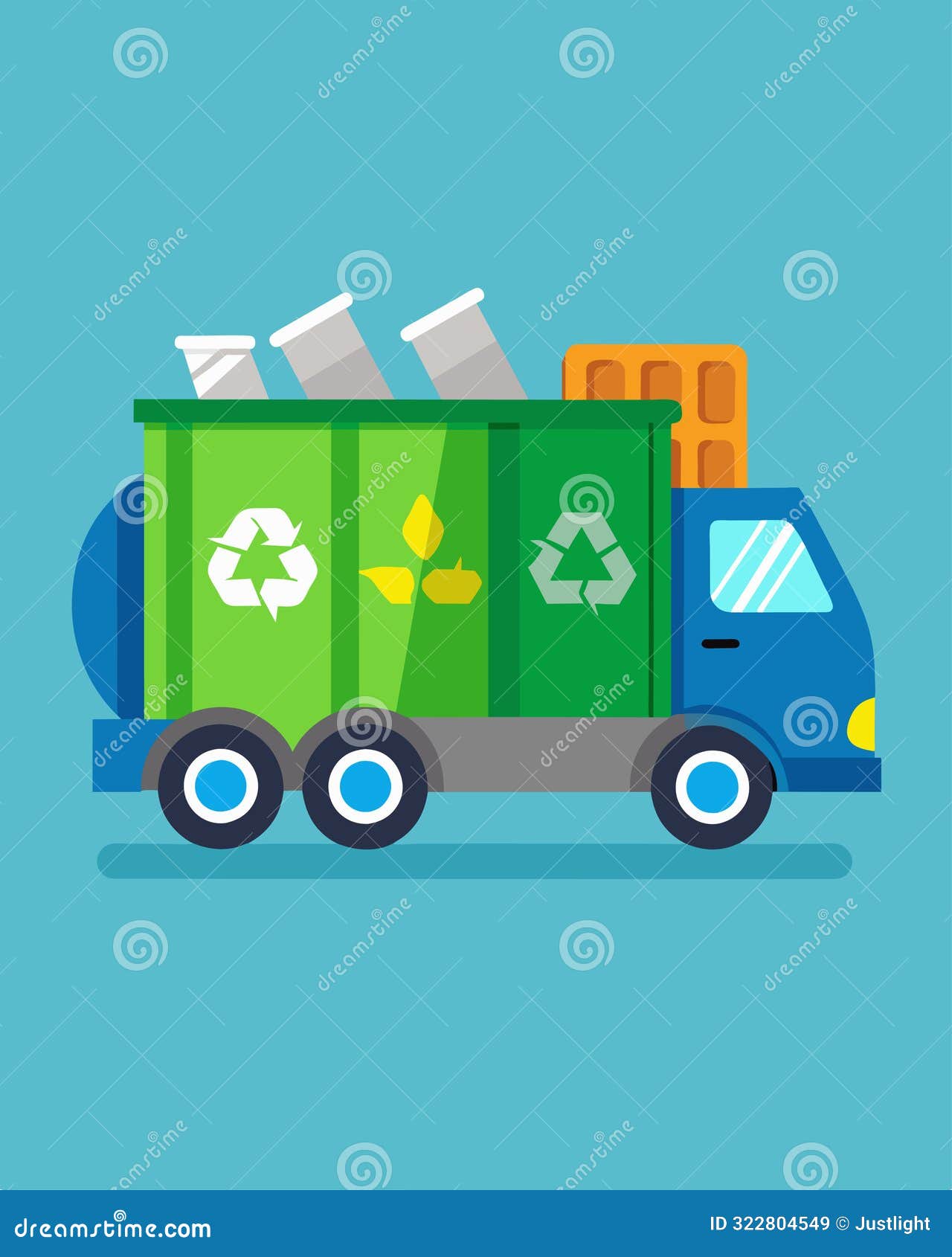 A Waste Collection Truck With Separate Compartments For Different Types ...