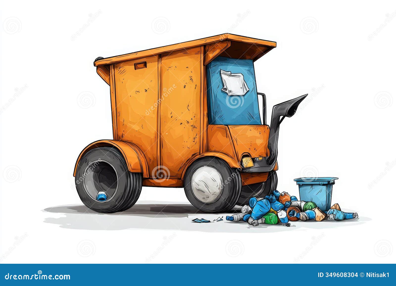 Waste Collection Vehicle White Isolate Background Stock Illustration ...