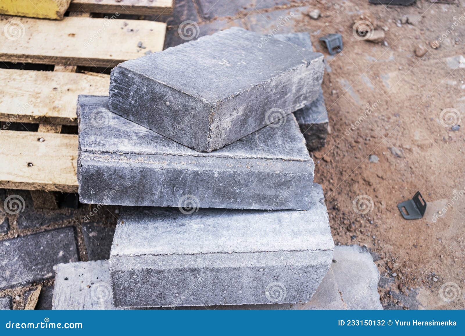 Waste from the Concrete Curb after Pavement Works is Lying on the ...