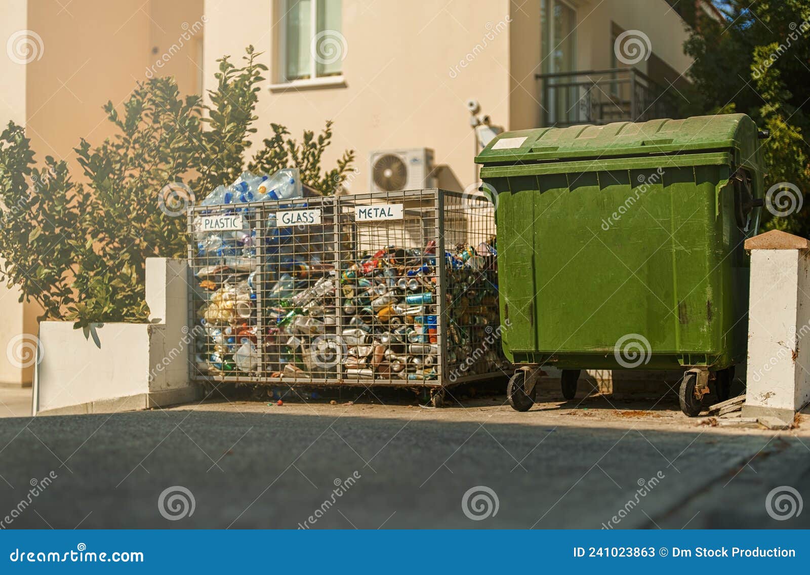 Waste Container and Cage with Sortable Bottles. Stock Image - Image of ...