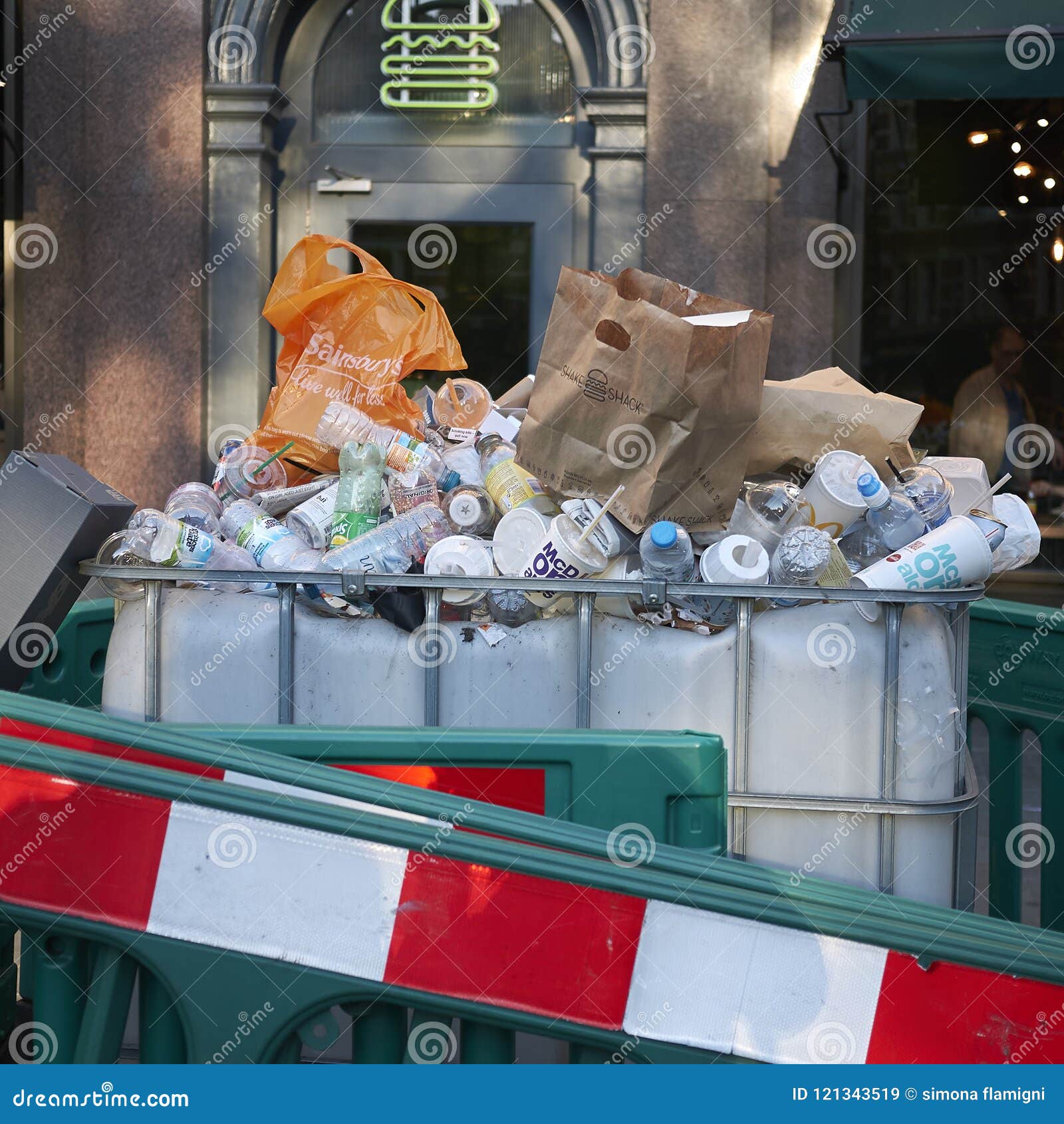 Waste container in London editorial stock image. Image of pollution ...