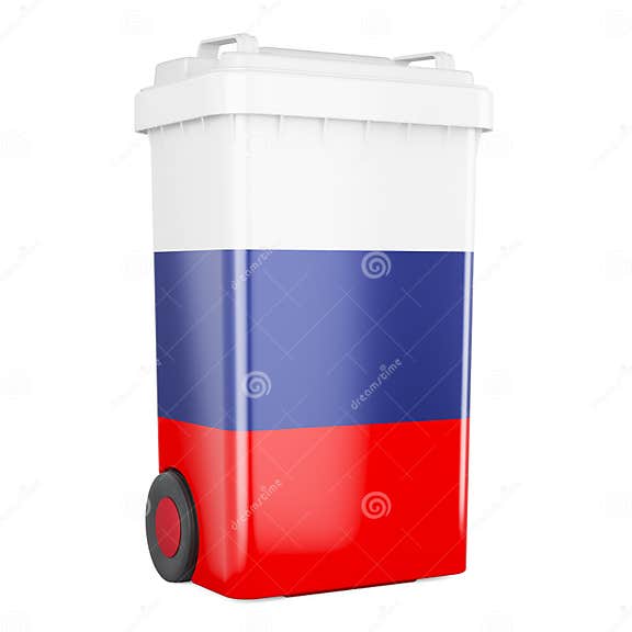 Waste Container with Russian Flag, 3D Rendering Stock Illustration ...