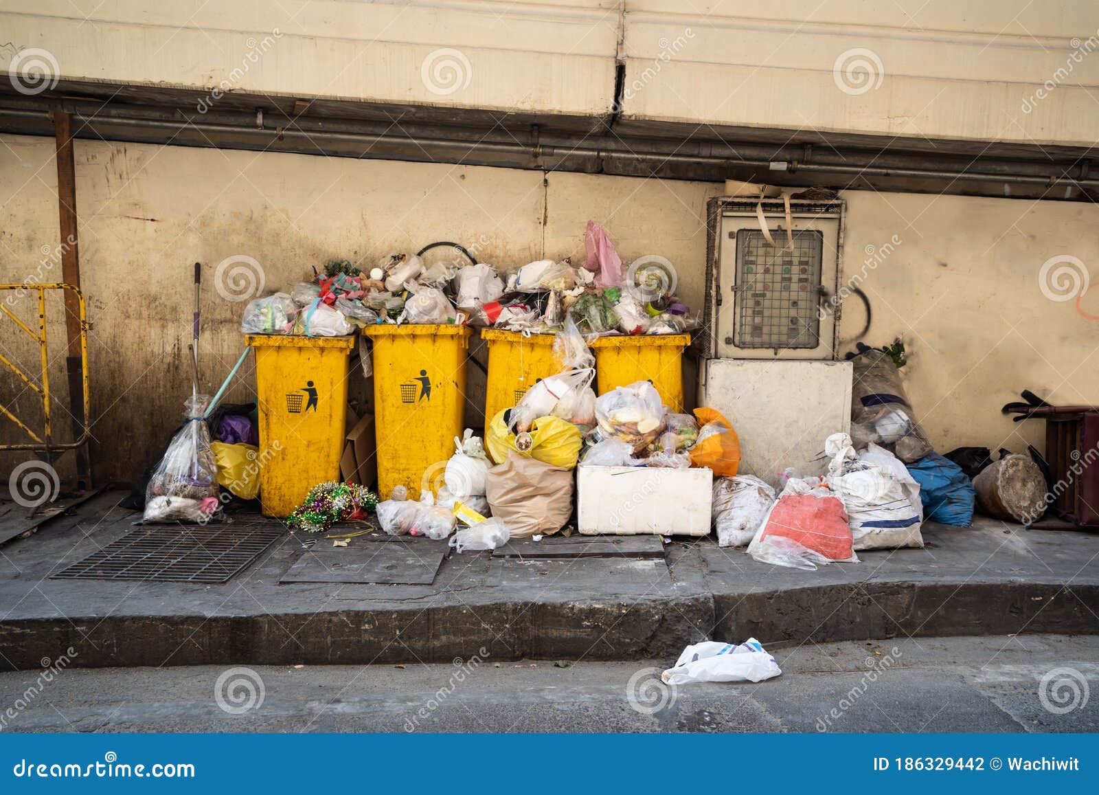 Waste Containers with Full of Waste Editorial Photography - Image of ...