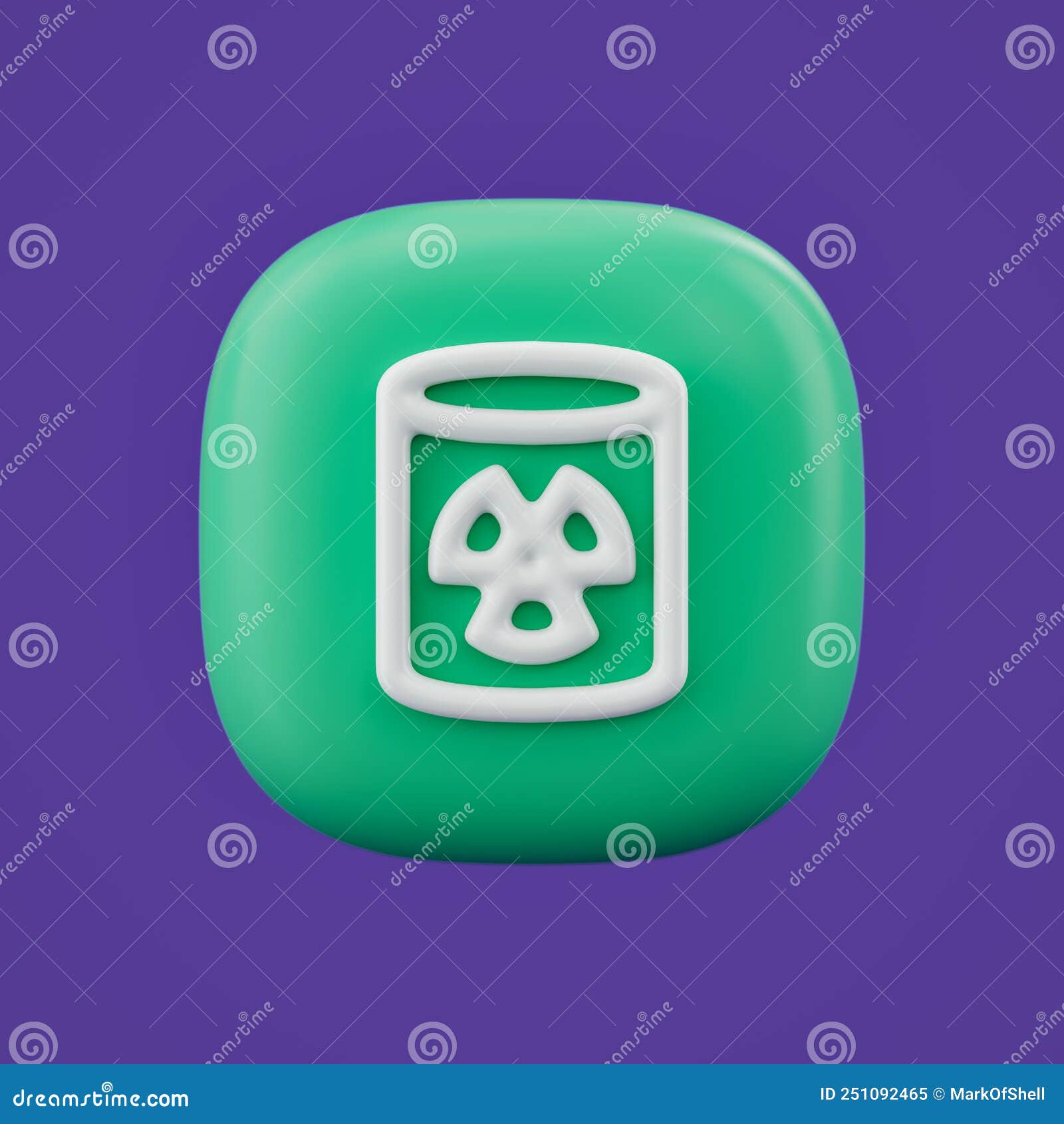Waste 3d Icon on a Green Button, Outline Energy and Environment Icon ...