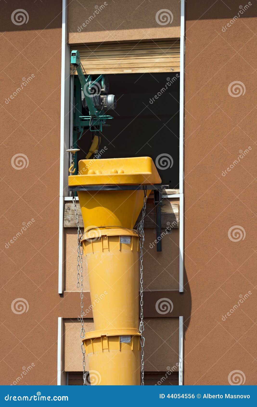 Waste Debris Chute - Construction Site Stock Photo - Image of exterior ...