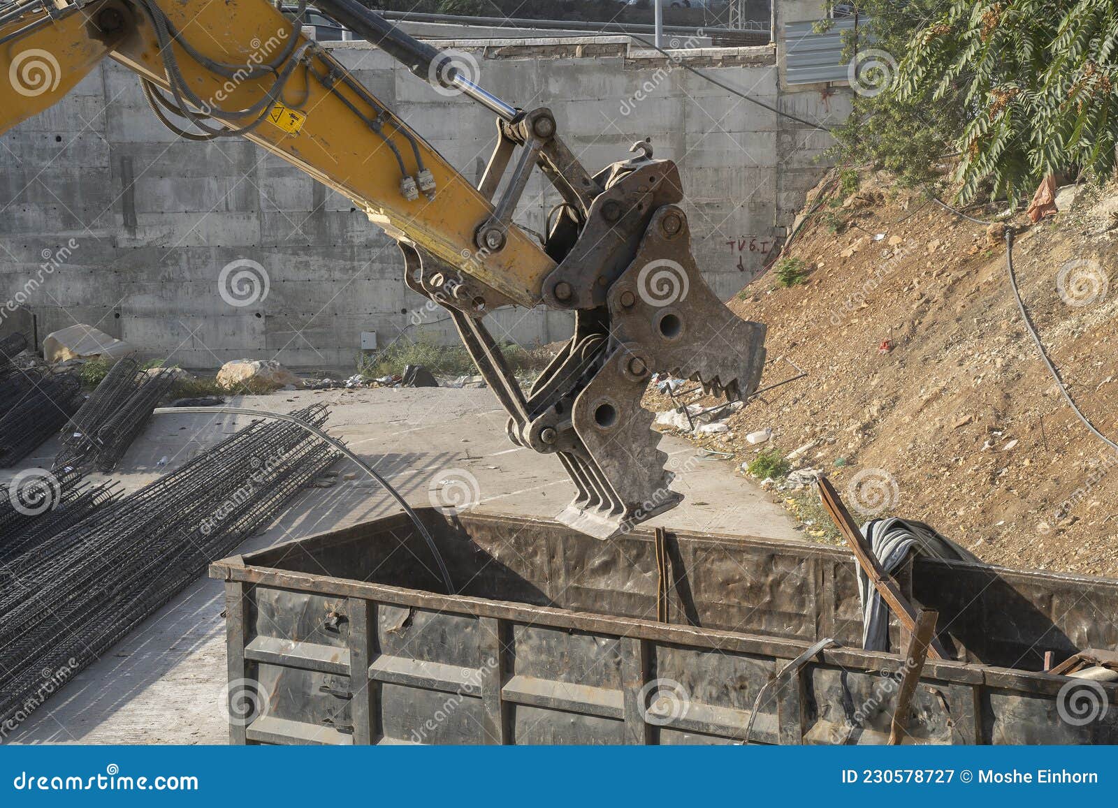 Waste Disposal with an Excavator Stock Image - Image of attachment ...