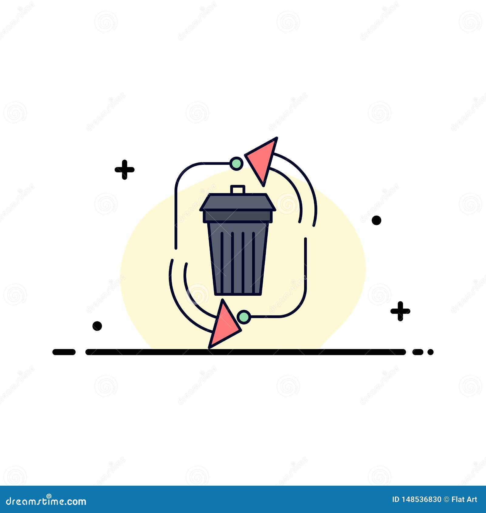 Waste, Disposal, Garbage, Management, Recycle Flat Color Icon Vector ...