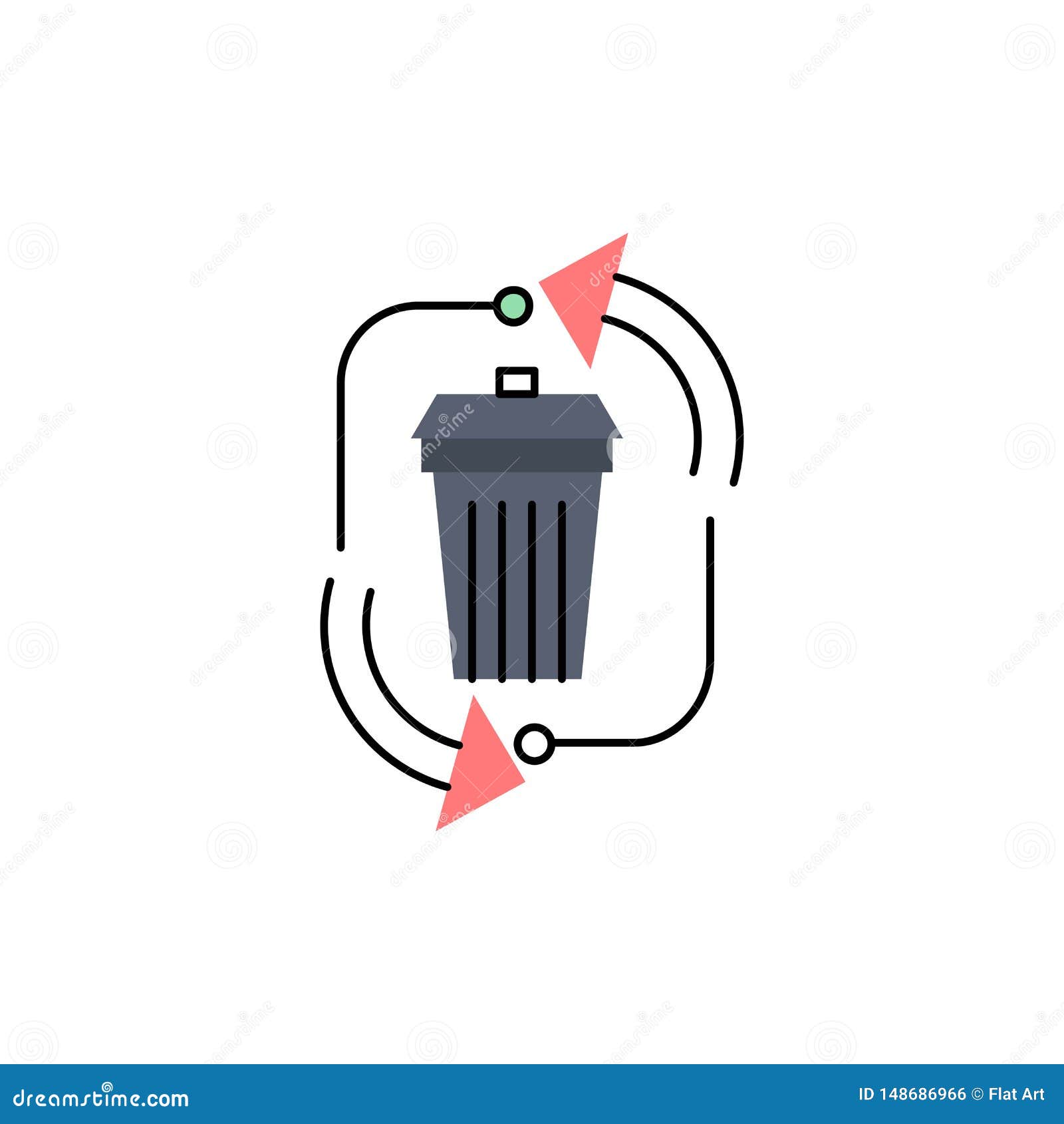 Waste, Disposal, Garbage, Management, Recycle Flat Color Icon Vector ...