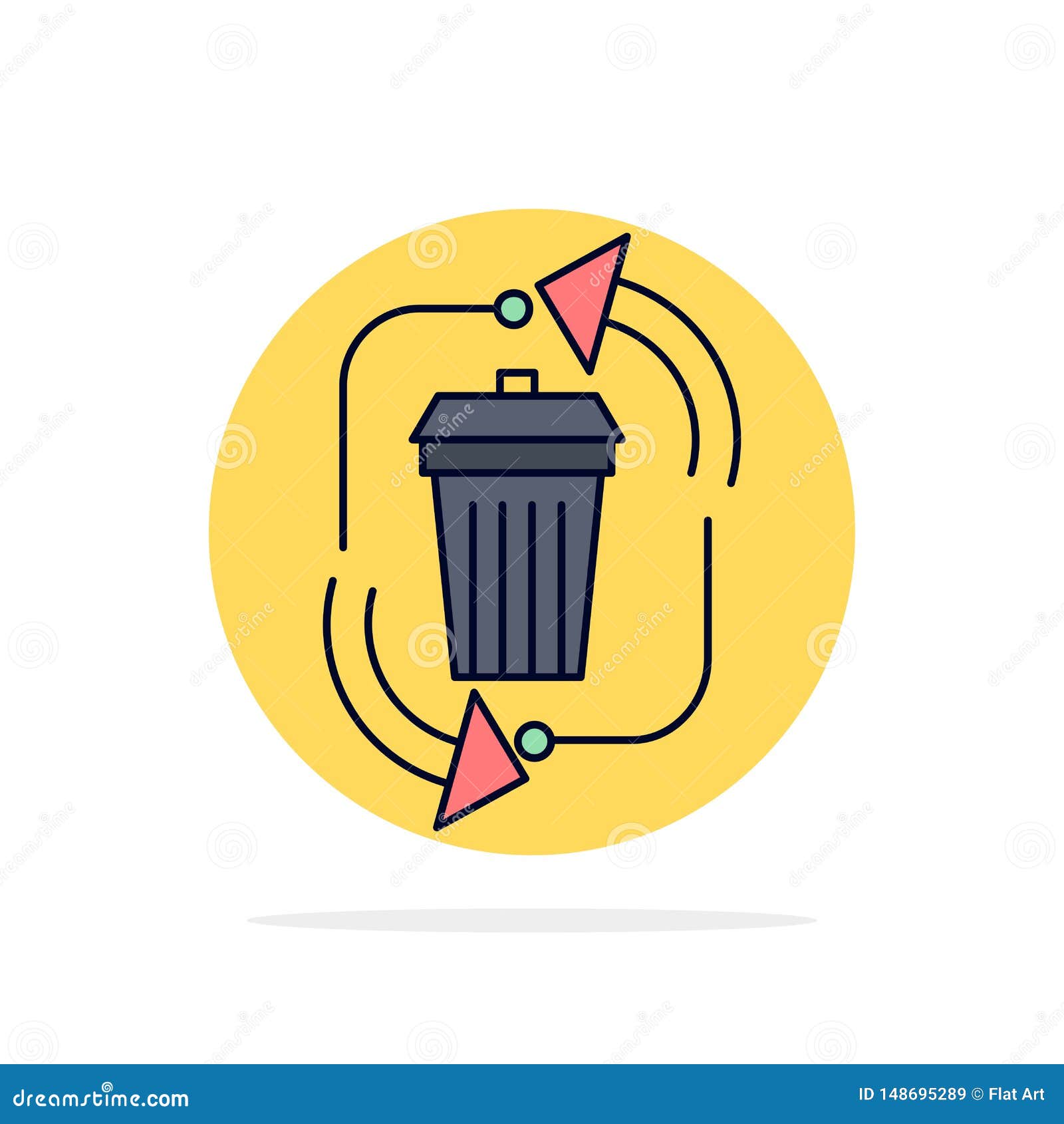 Waste, Disposal, Garbage, Management, Recycle Flat Color Icon Vector ...