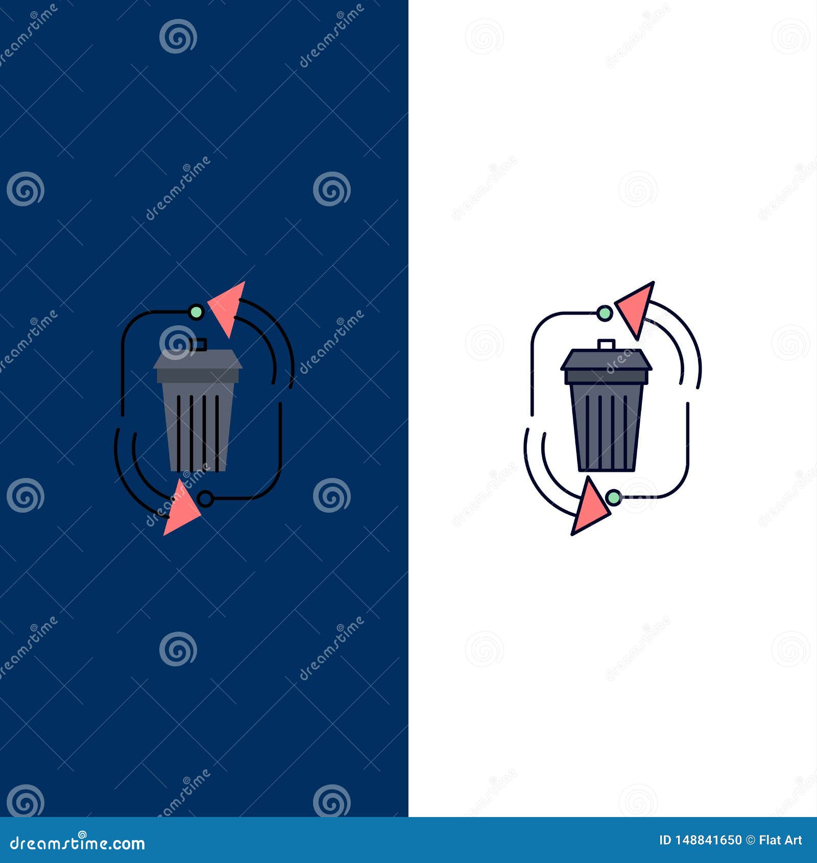 Waste, Disposal, Garbage, Management, Recycle Flat Color Icon Vector ...