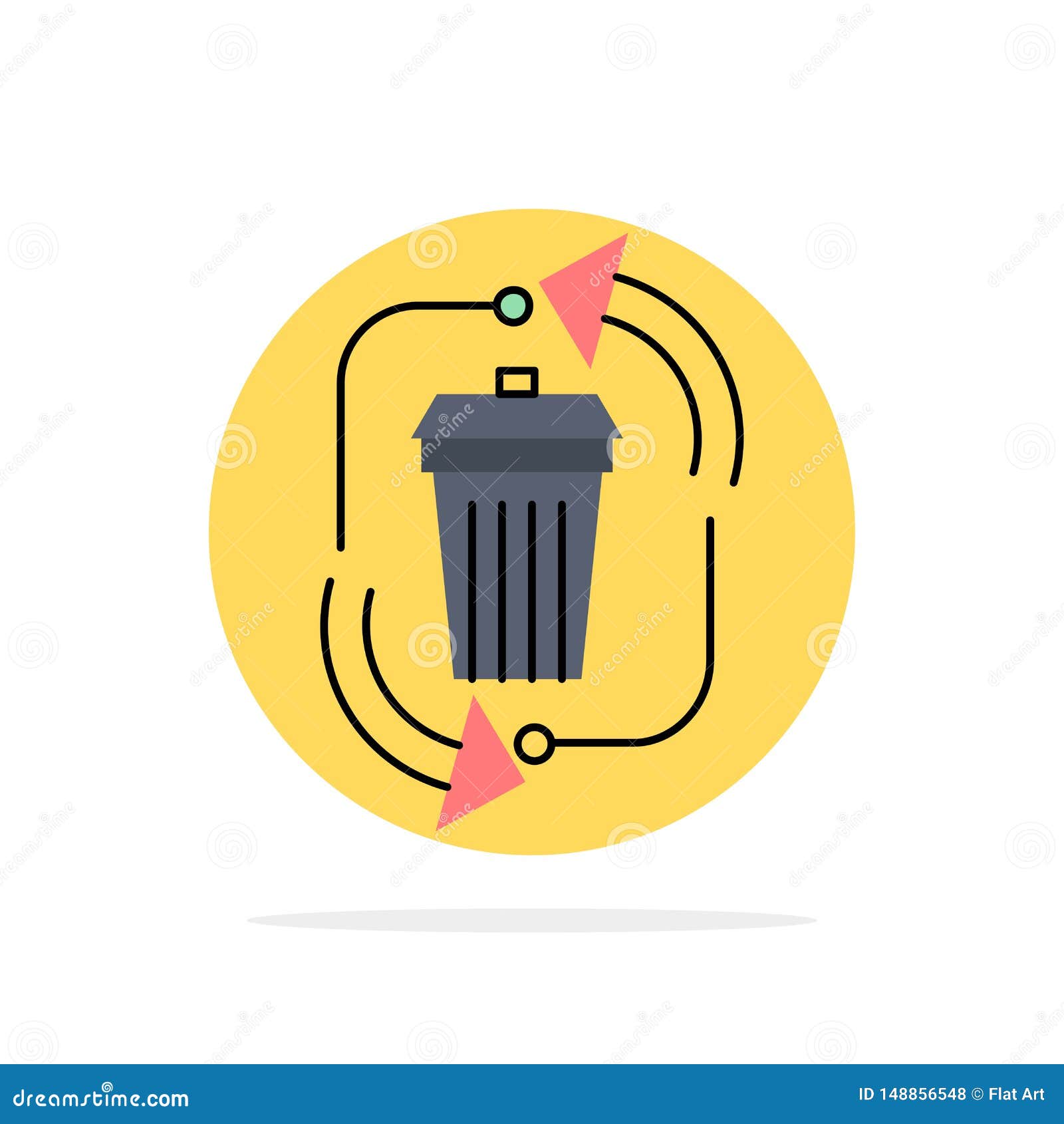 Waste, Disposal, Garbage, Management, Recycle Flat Color Icon Vector ...