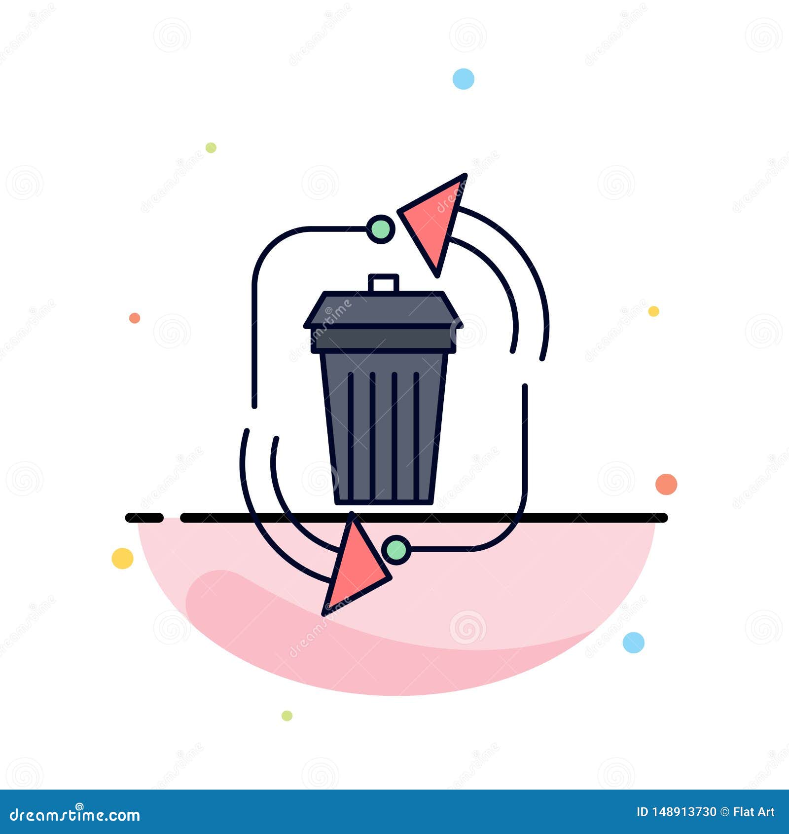 Waste, Disposal, Garbage, Management, Recycle Flat Color Icon Vector ...