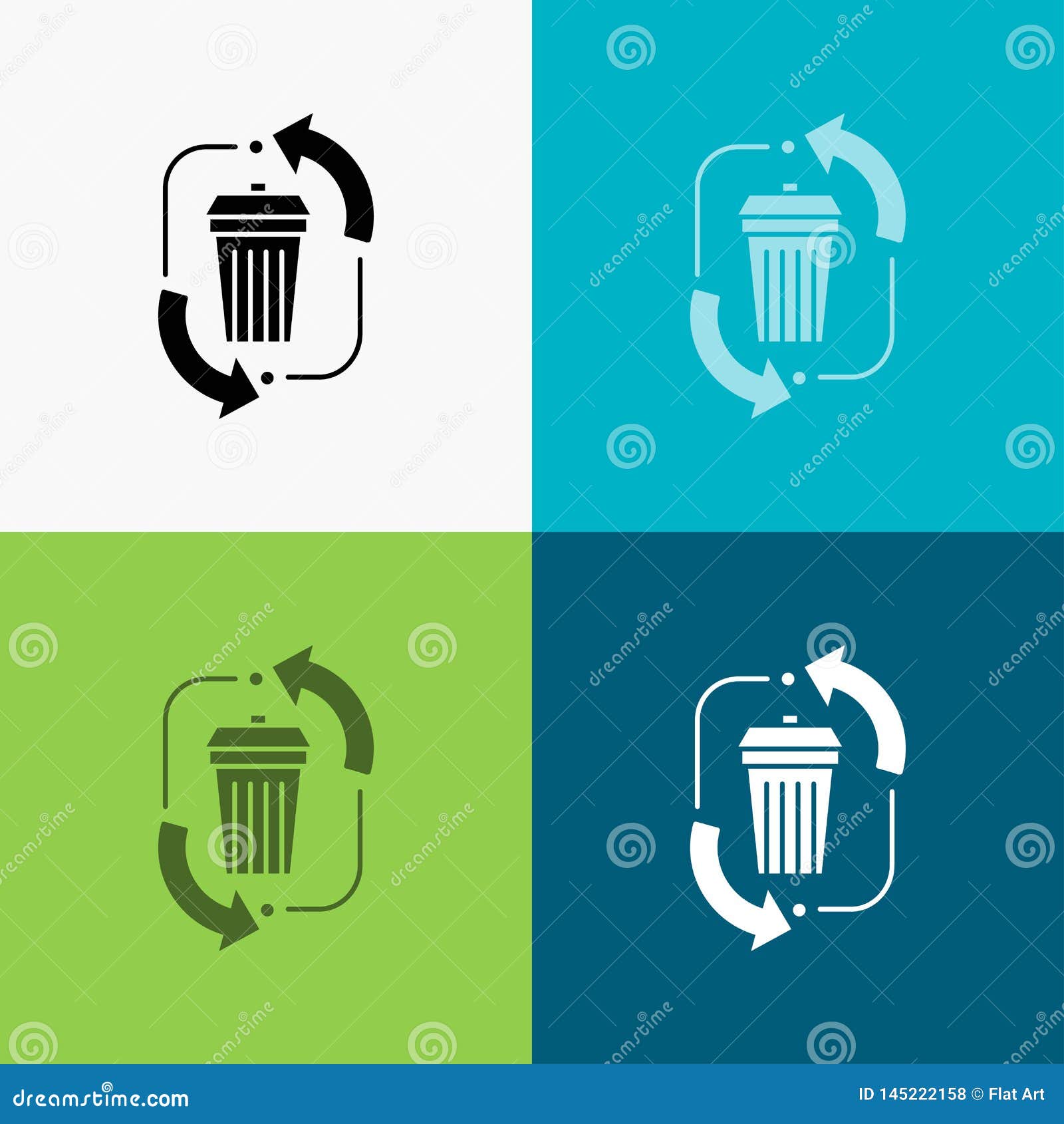 Waste, Disposal, Garbage, Management, Recycle Icon Over Various ...