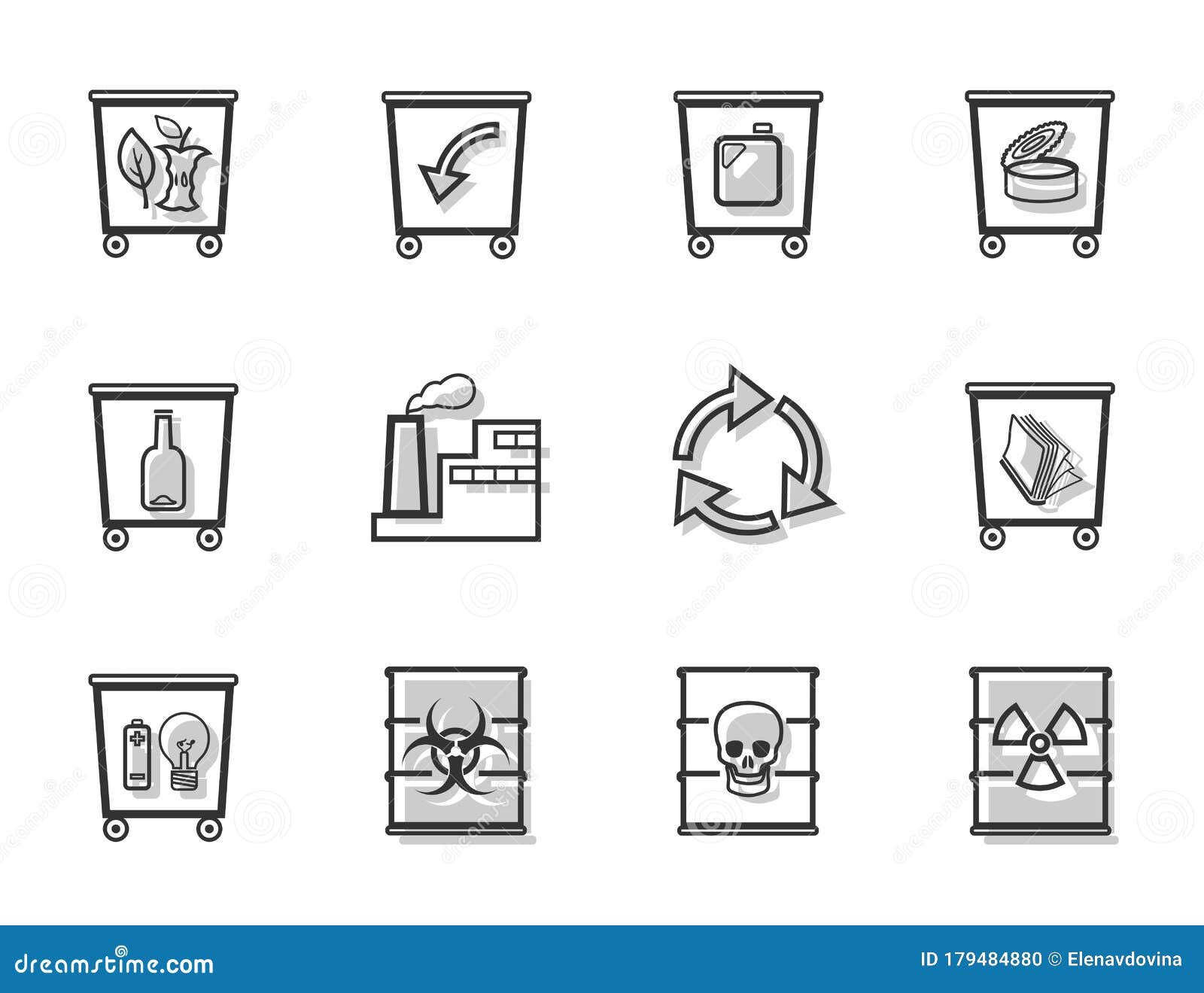Waste Disposal, Icons, Linear with Shadow. Stock Vector - Illustration ...