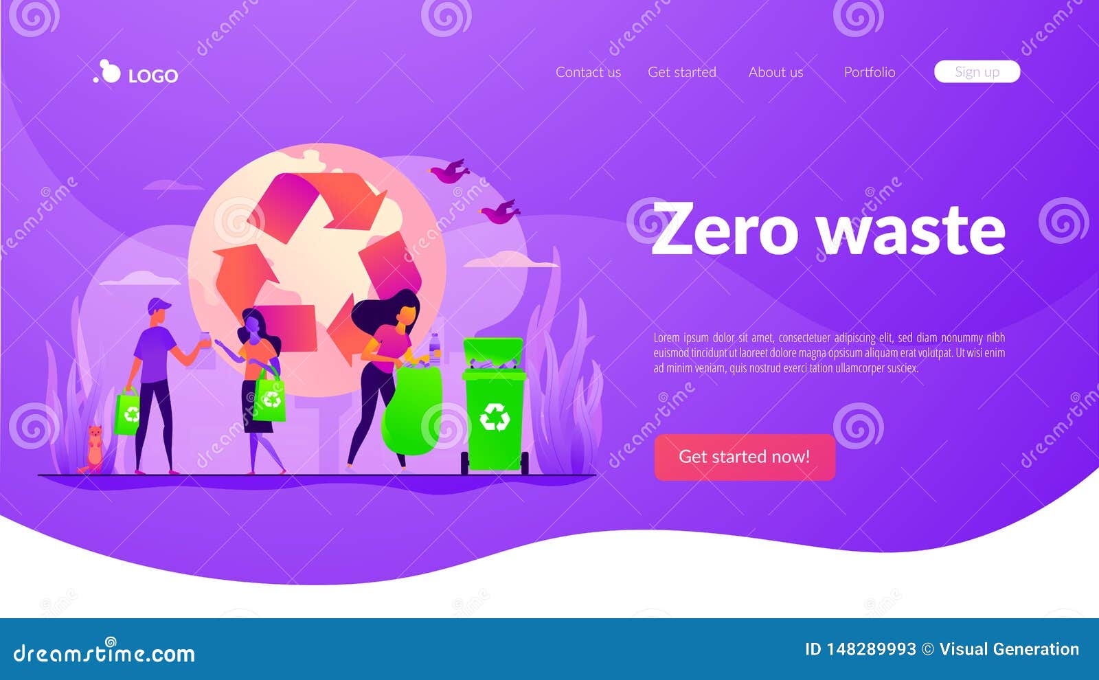 Waste-free, Zero Waste Technology Landing Page Template. Stock Vector ...