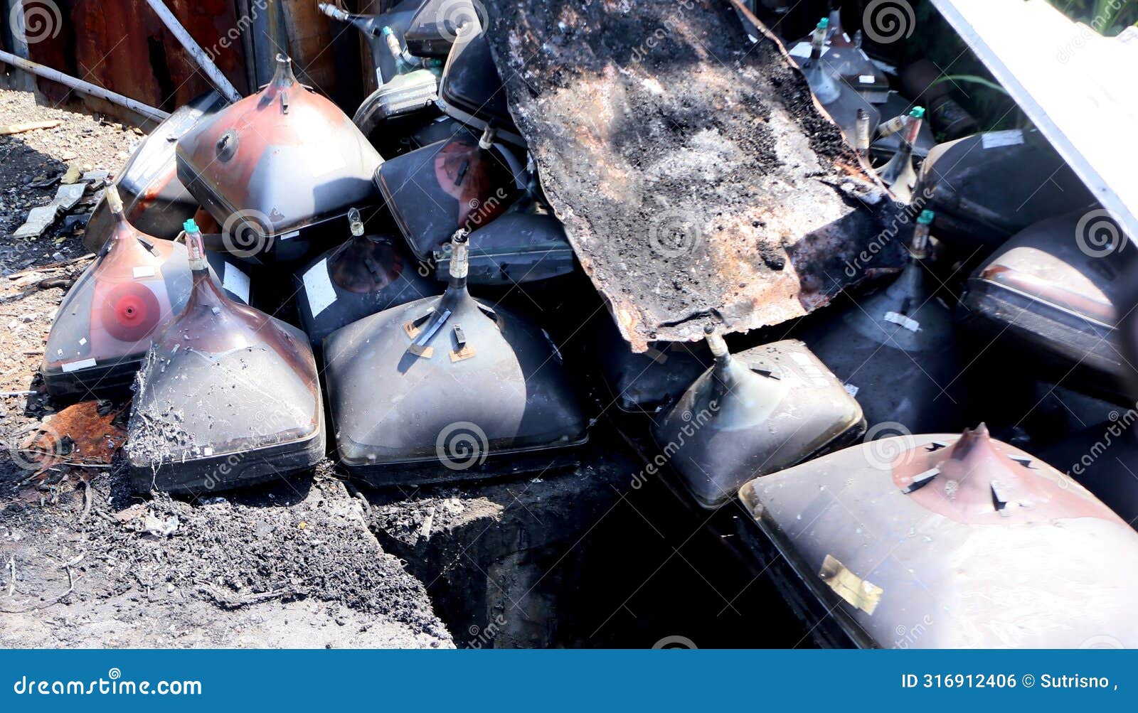 Waste Glass from Cathode Ray Tube Monitors. Waste Glass Stock Photo ...