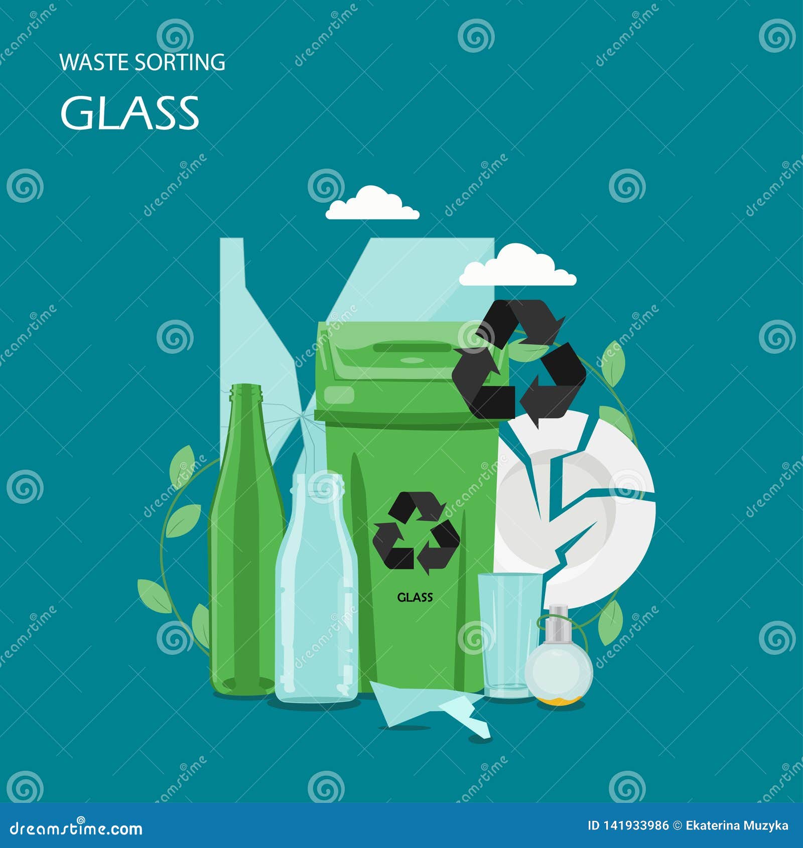 Waste Glass Sorting Vector Flat Style Design Illustration Stock Vector ... Waste Glass Sorting Vector Flat Style Design Illustration Stock Vector ...