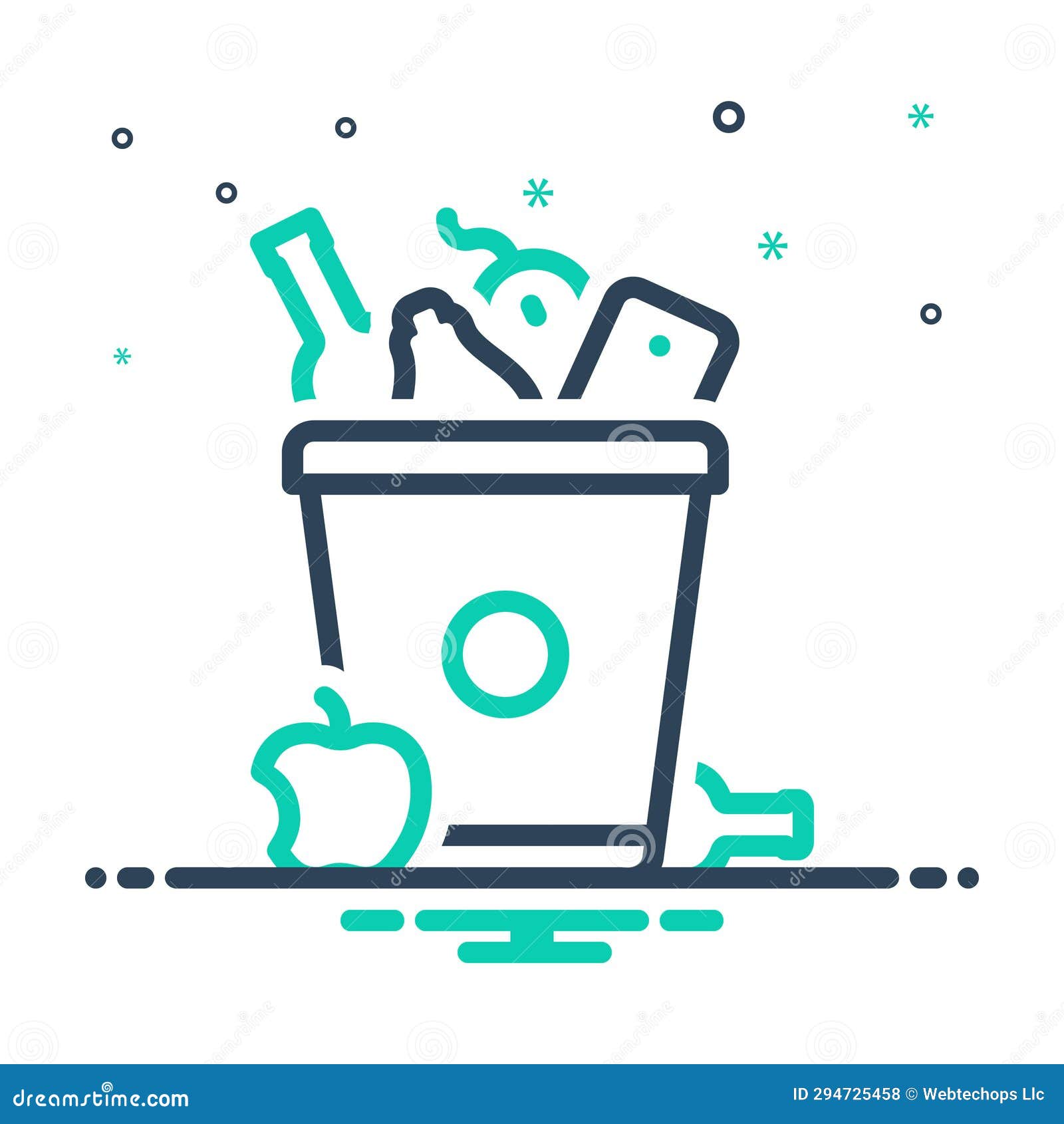 Mix Icon for Waste, Garbage and Wastebasket Stock Vector - Illustration ...